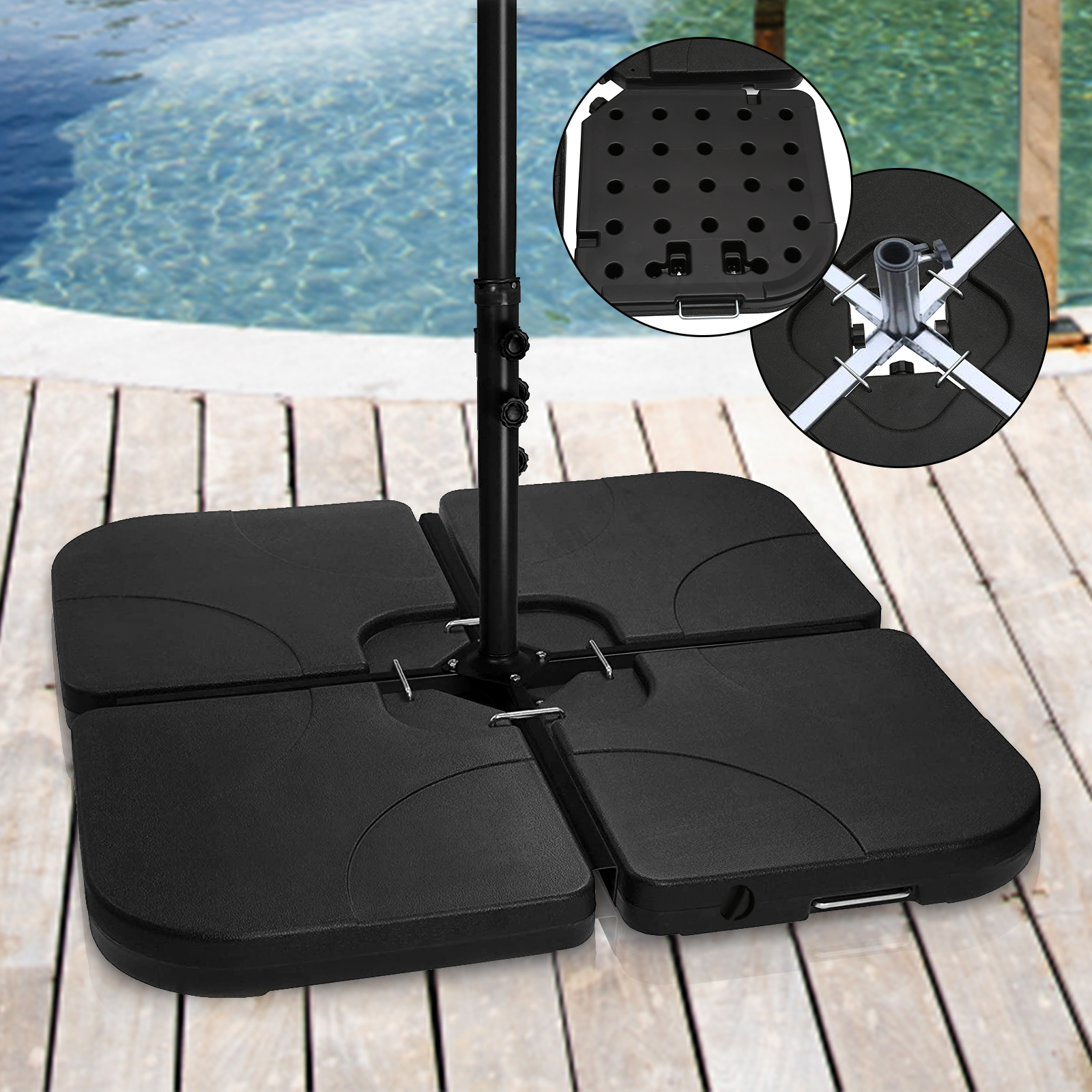 Parasol Stand Umbrella Foot Umbrella Stand 4 placas Soporte cuadrado ...
