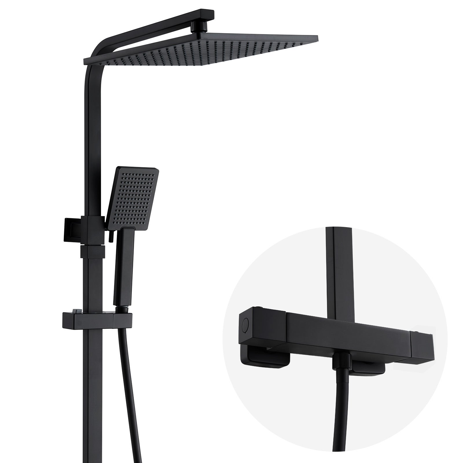 Auralum max Colonne de Douche Noire avec Mitigeur Thermostatique Laiton ...
