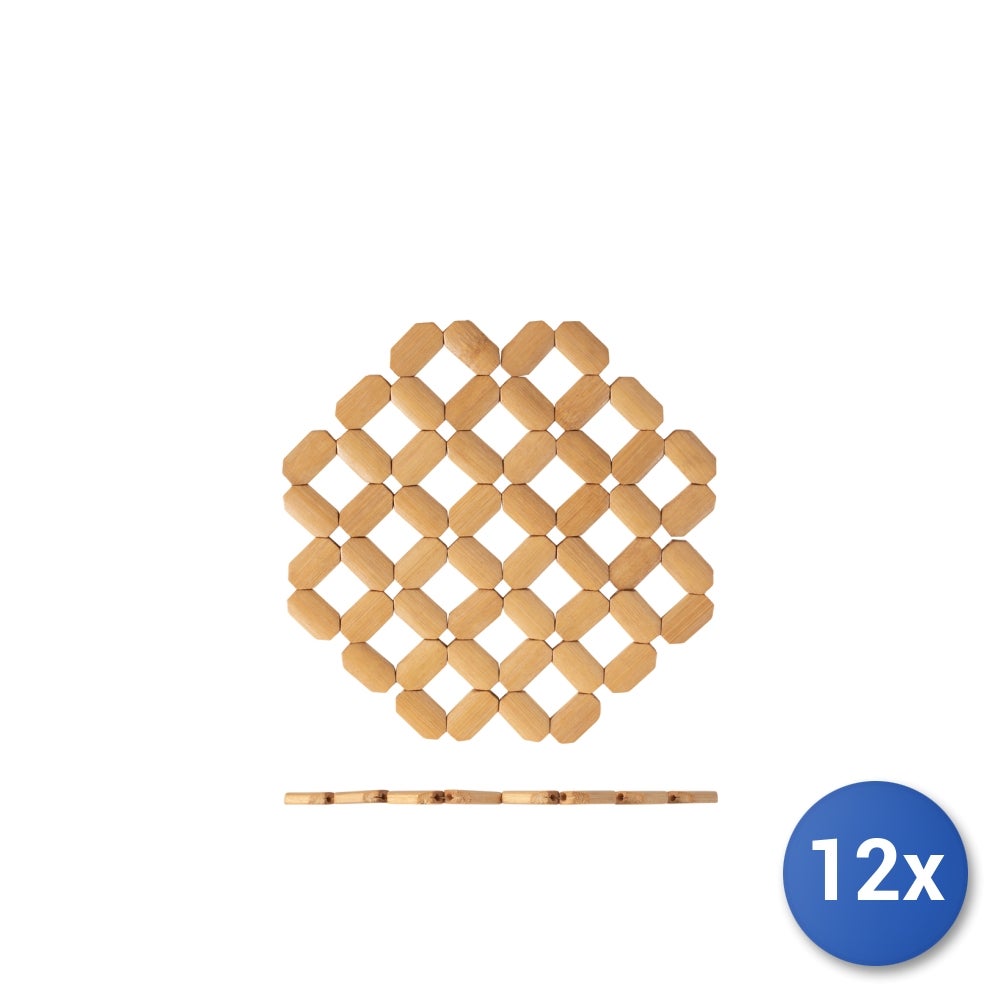 12x Salvamanteles de madera natural de bambú H&H de forma octogonal ...