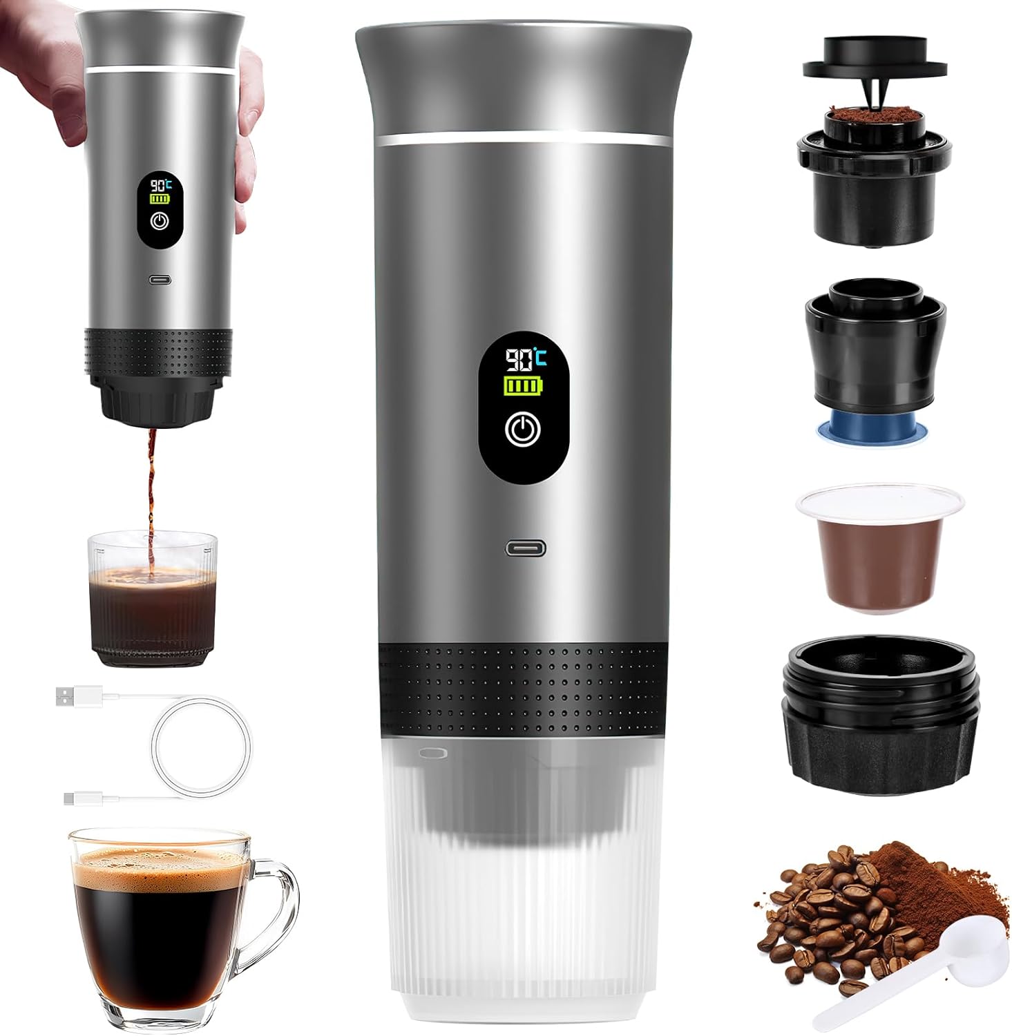 Machine à expresso portable, cafetière auto-chauffante pour voiture ...