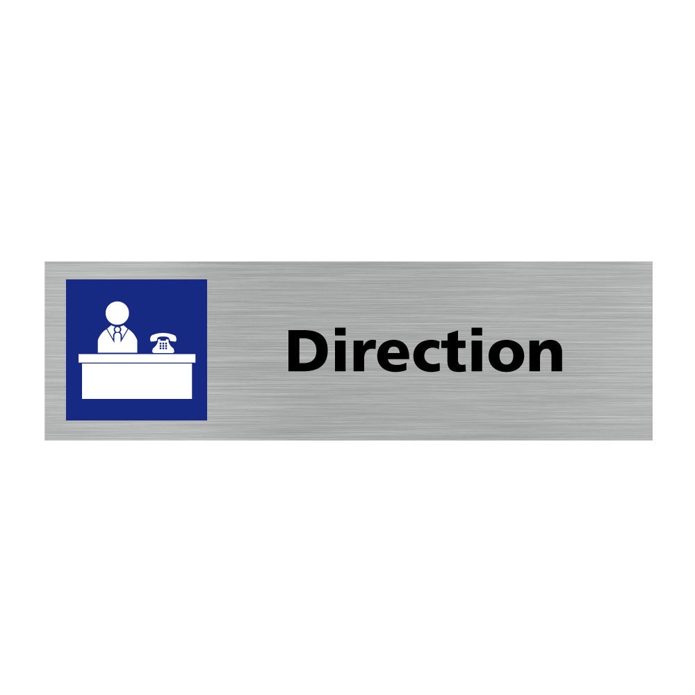 Plaque de porte direction , 170x50 mm (17x5 cm), aluminium brossé ...