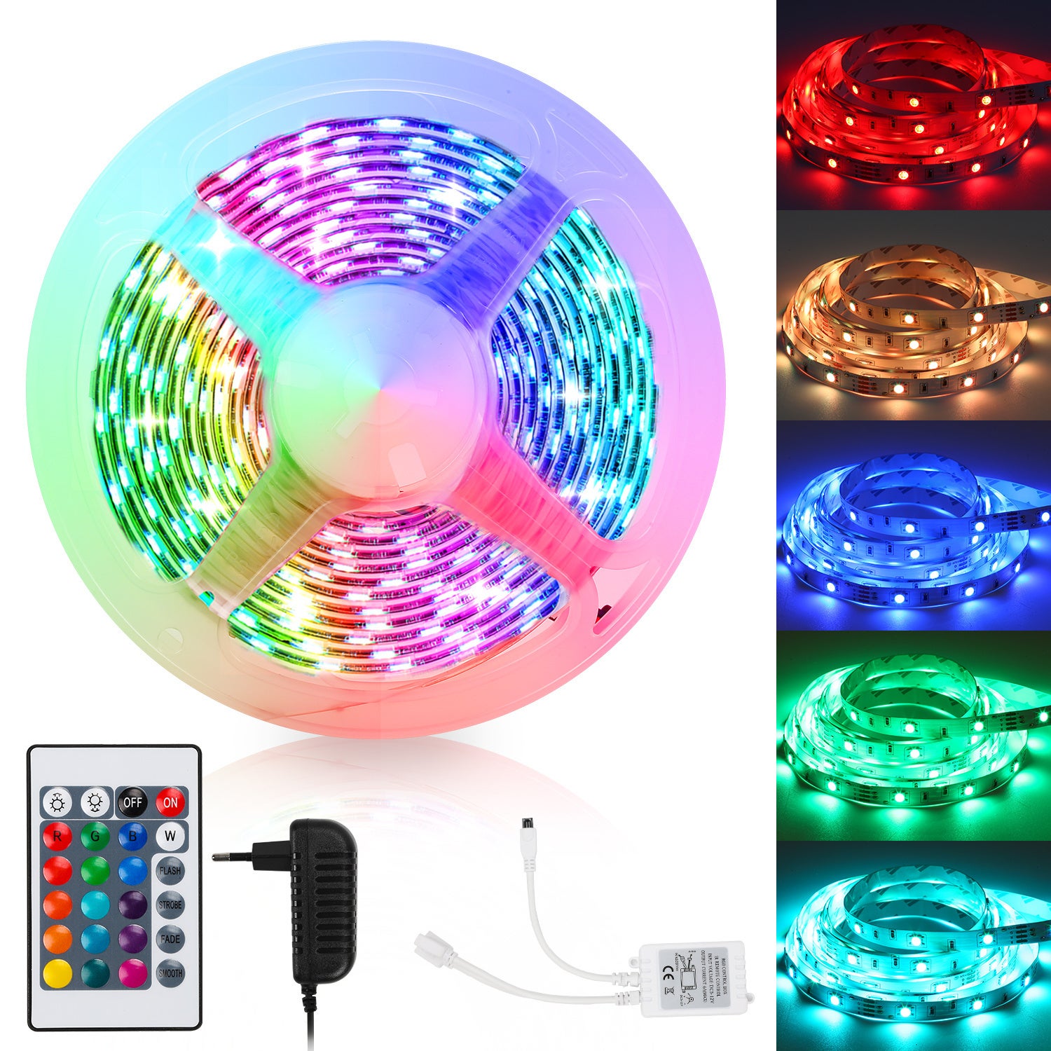 Bande LED lumineuse RGB, Ruban LED 1M 30 LEDs interieur 5050 SMD avec ...