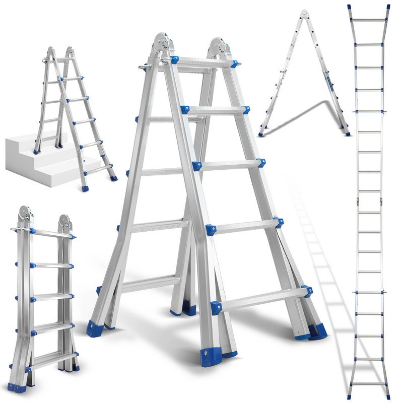 Escalera telescópica 4x5 nivel plateado + escalera extensible ...