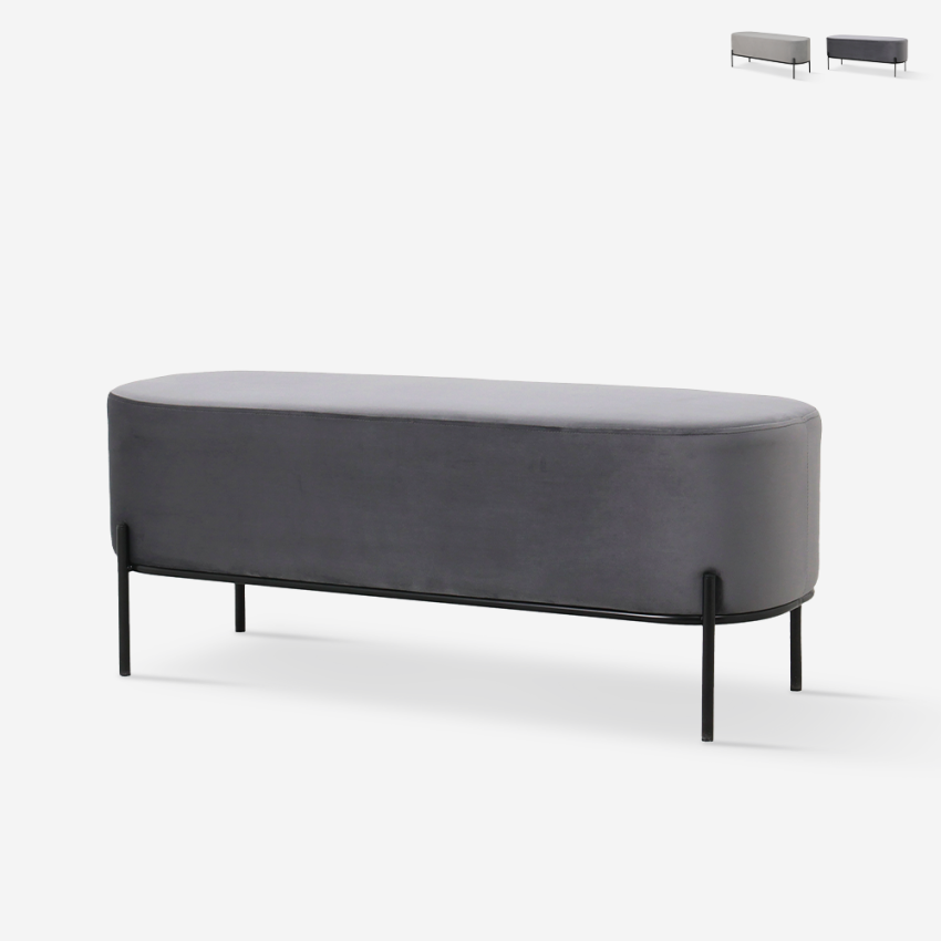 Banc d'entrée repose-pieds design en tissu velours gris Monet | Leroy ...