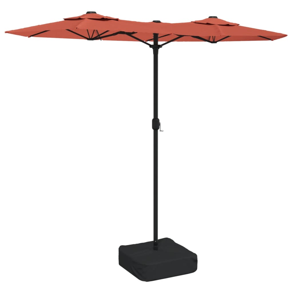 Parasol de jardin double avec lumières LED terracotta 316x240 cm ...