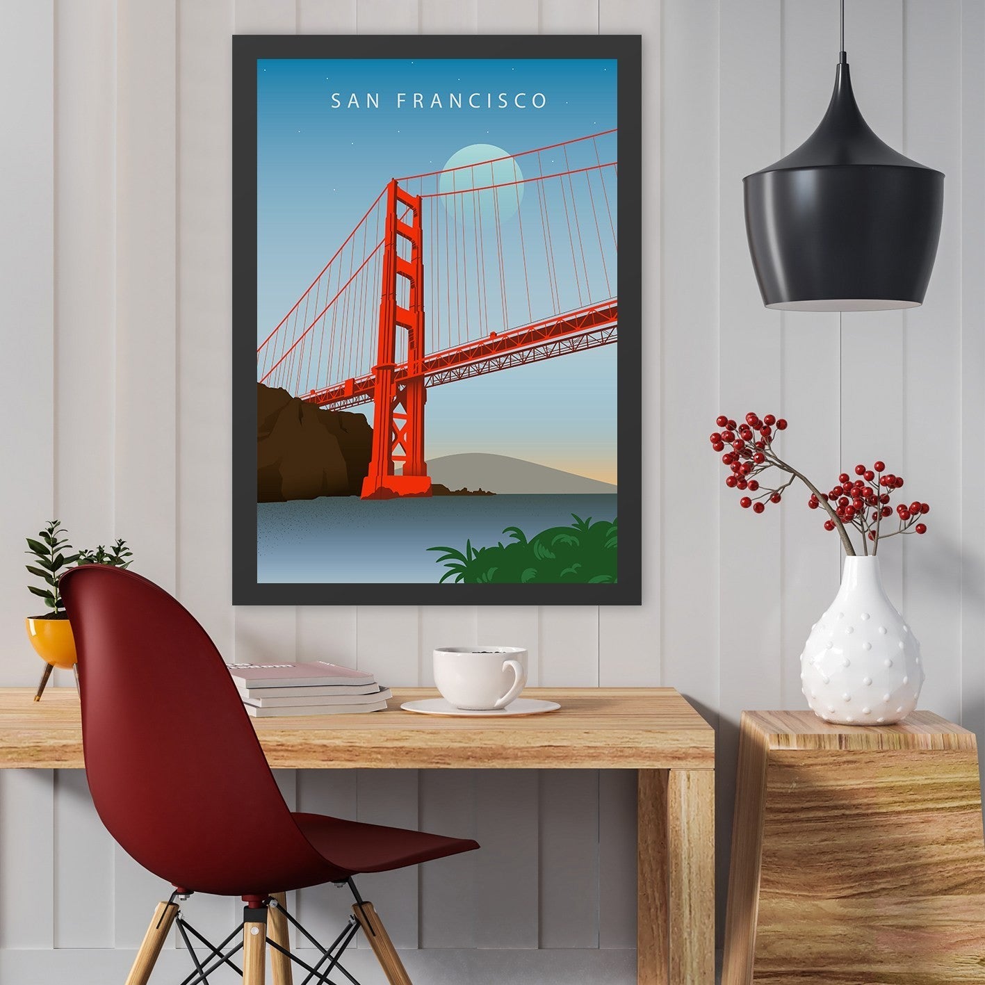 Pintura decorativa enmarcada MDF San Francisco 2 (55 x 75) multicolor ...