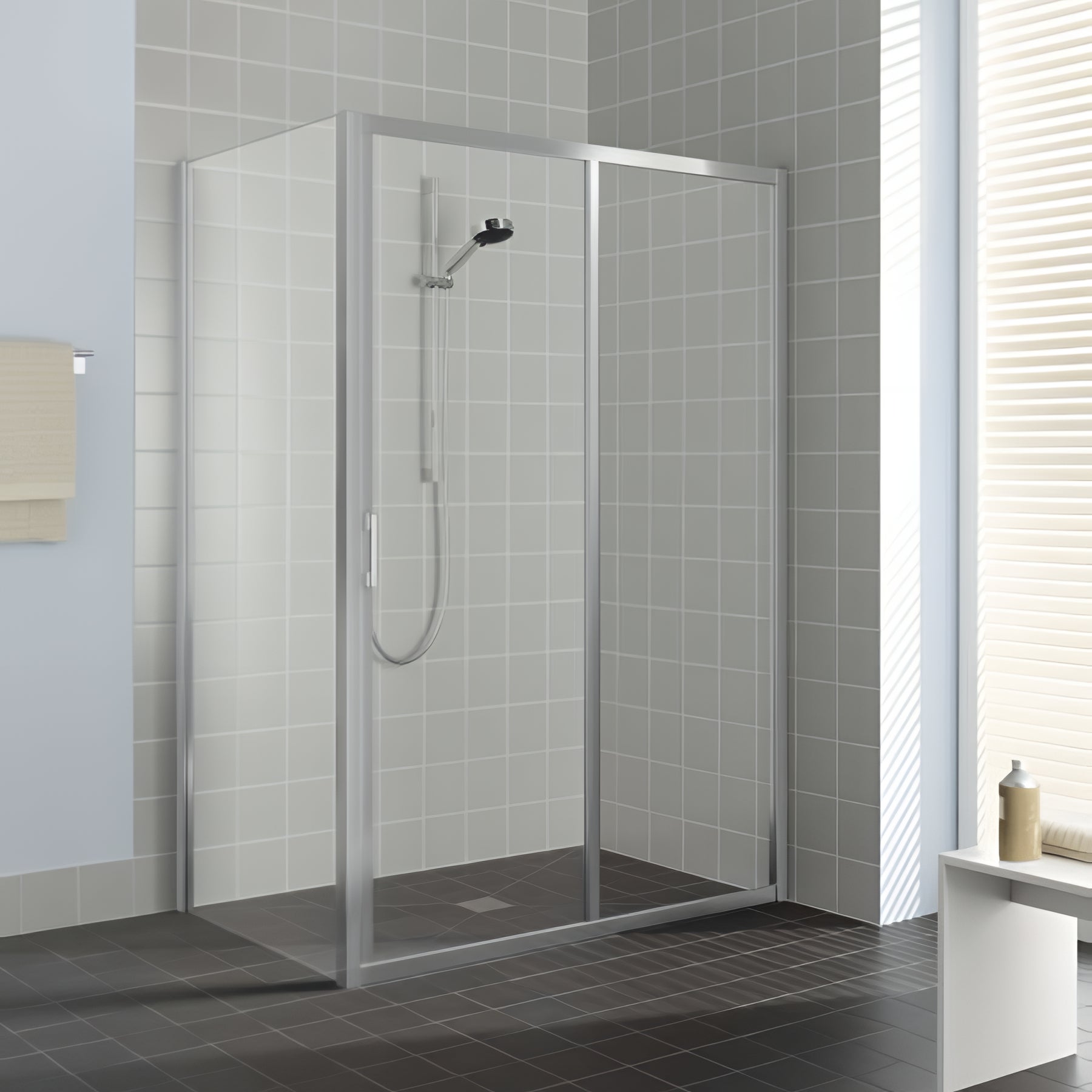 Paroi de douche coulissante largeur 145 cm hauteur 200 cm profilé ...