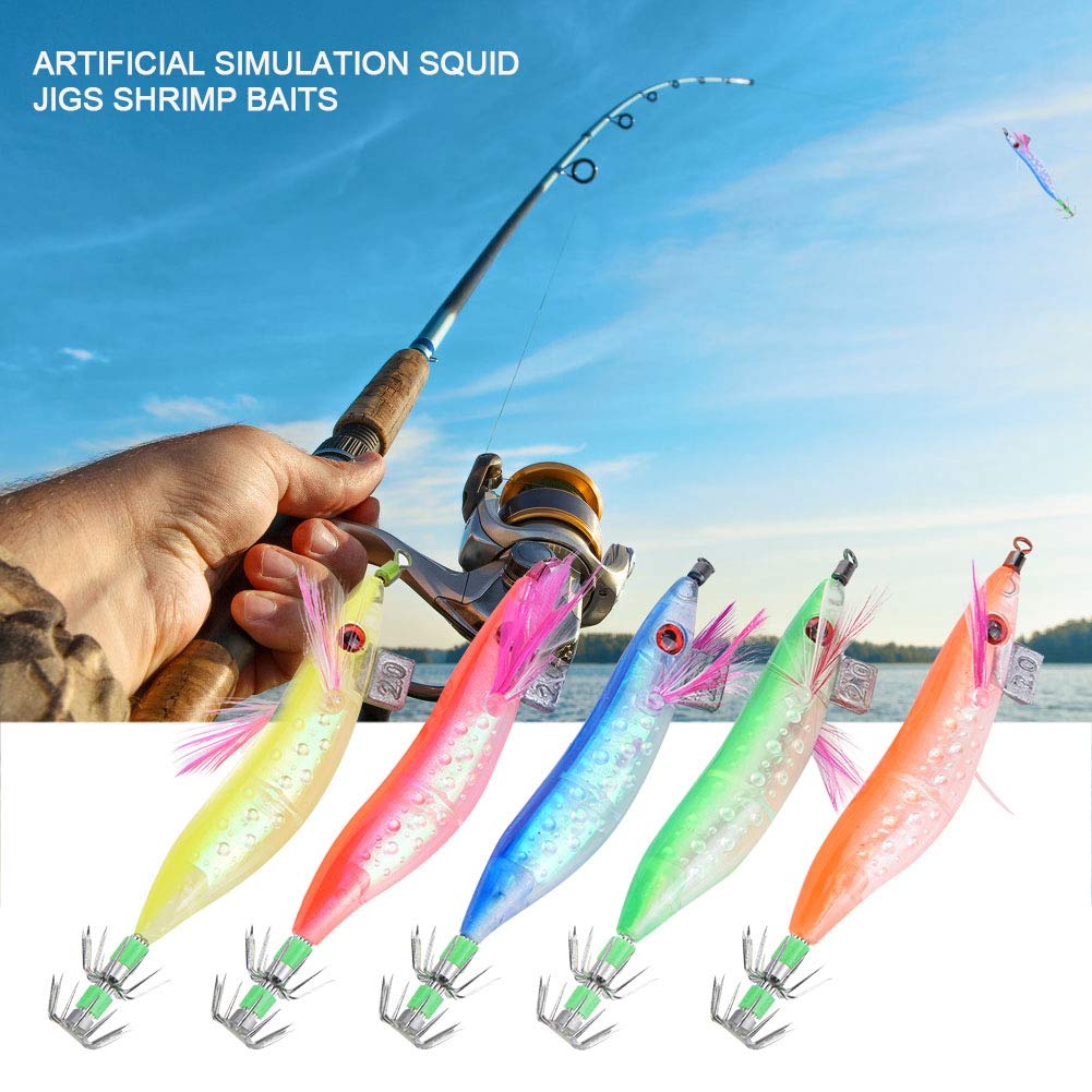 5 pezzi di simulazione artificiale di pesce luminoso calamari esche da ...