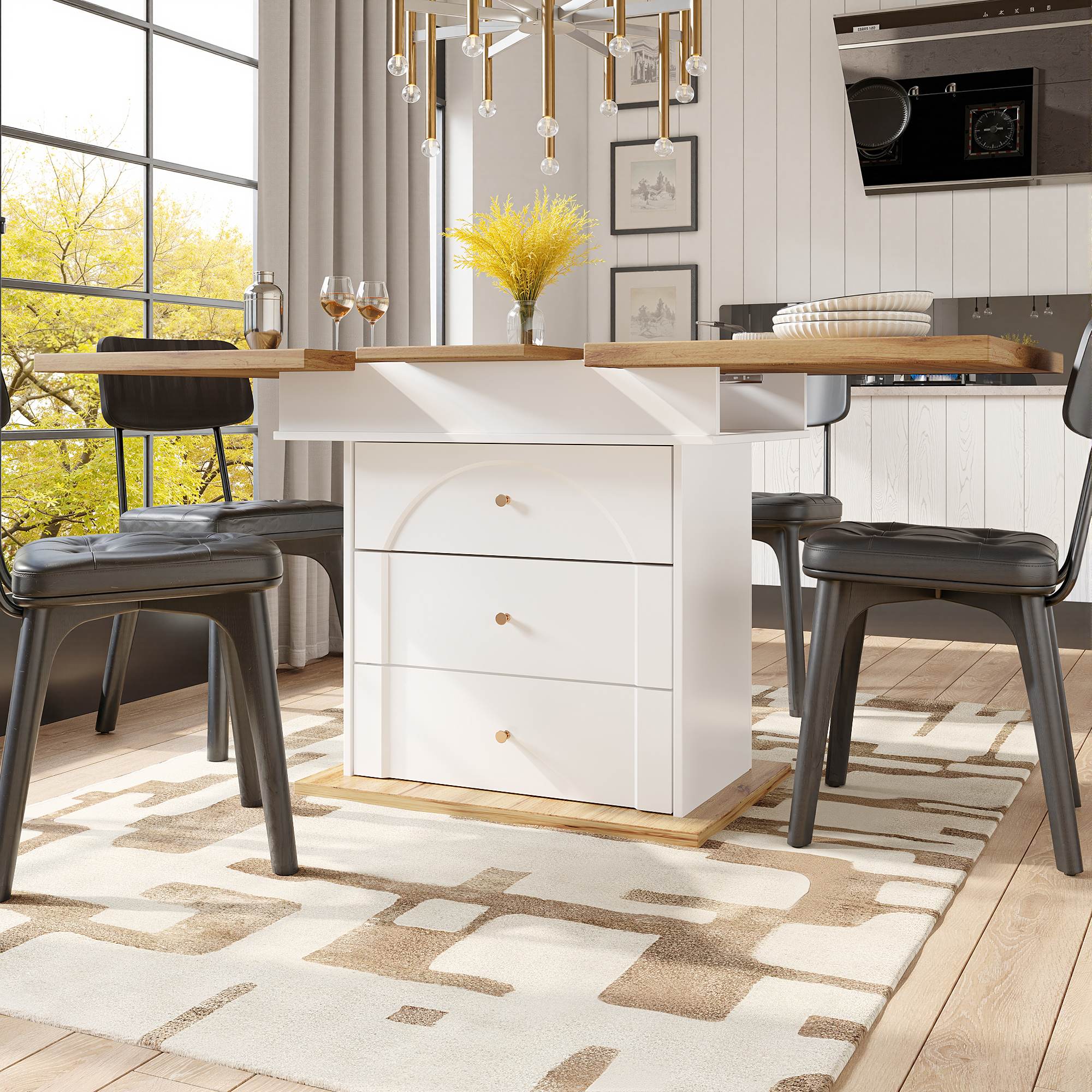 Table à manger extensible 110-140x80 cm - Table pliante pour 4-6 ...