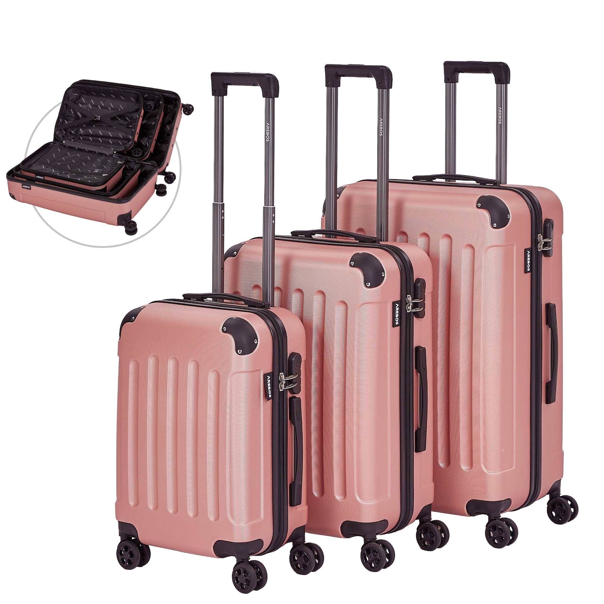AREBOS Premium Valise de Voyage à roulettes Rigide M - L - XL Valise de ...