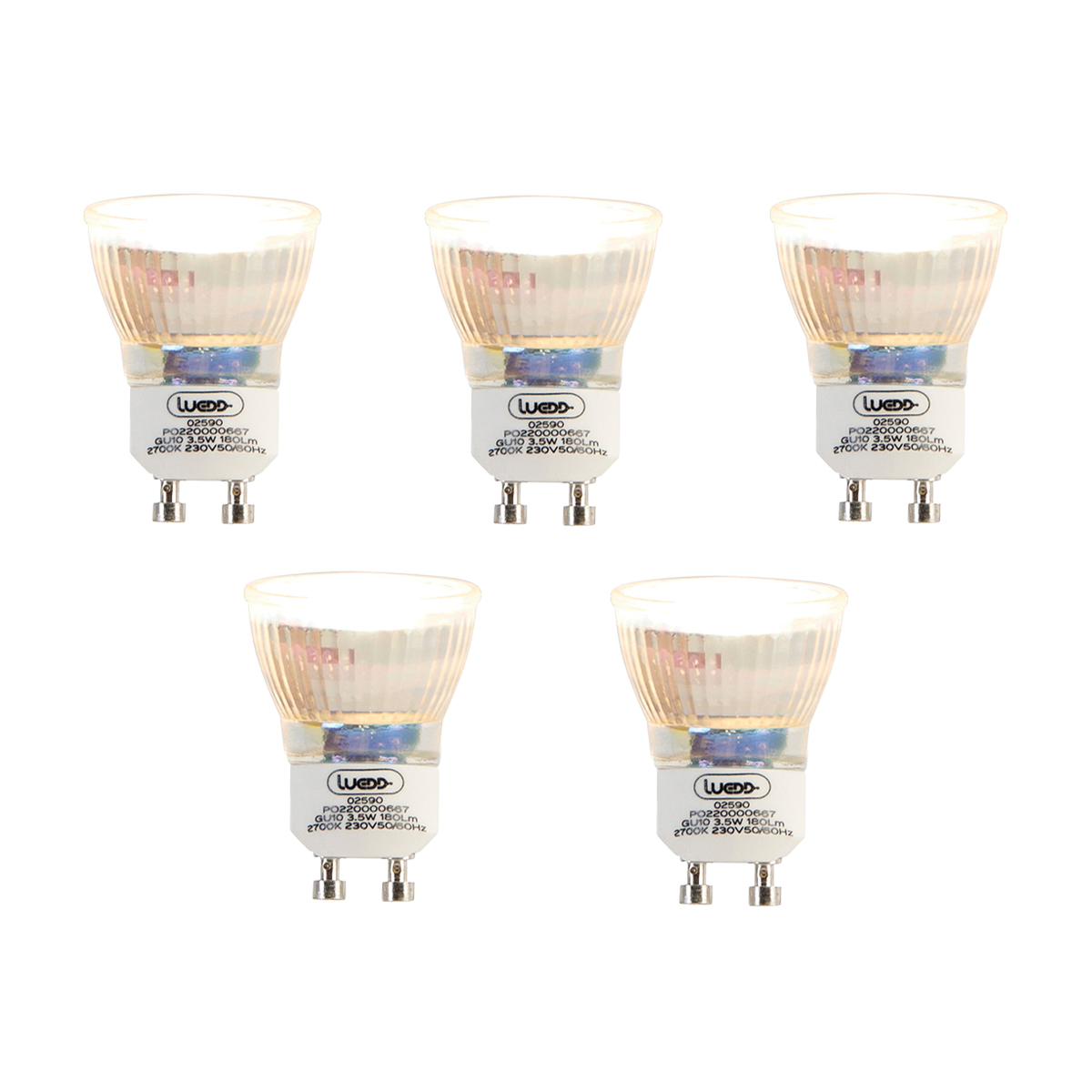 Lot de 5 ampoules LED GU10 35mm 3.5W 180 lm 2700K | Leroy Merlin