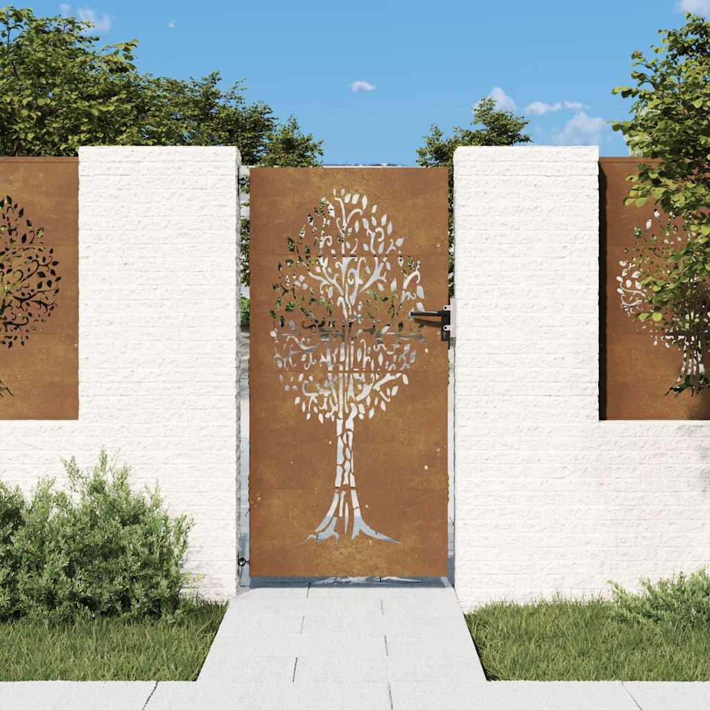 Portail de 85x175 cm acier corten conception de l'arbre | Leroy Merlin