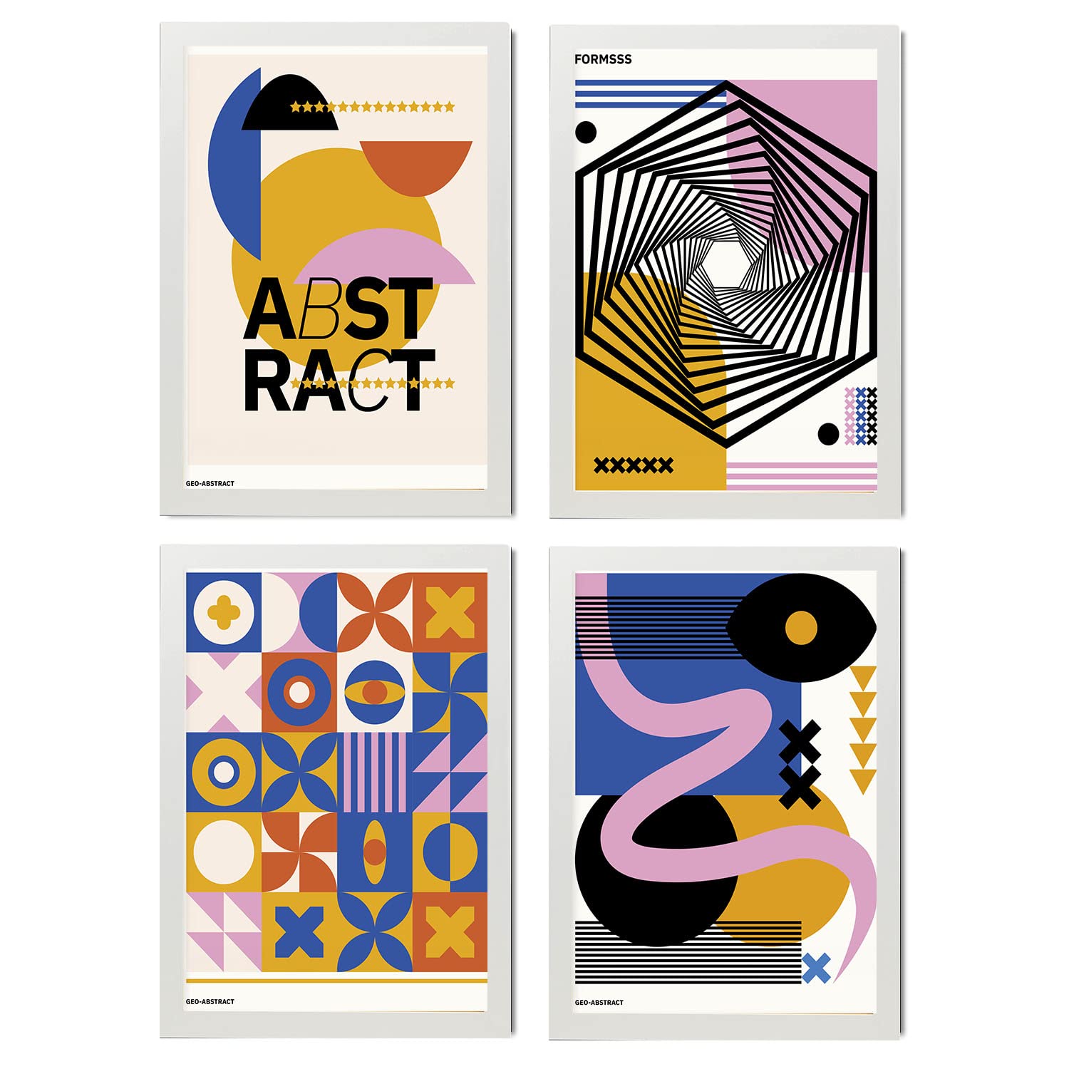 Nacnic Ensemble De 4 Affiches De Cubisme Abstrait Formes Prints Avec Exposition Esthétique En ...