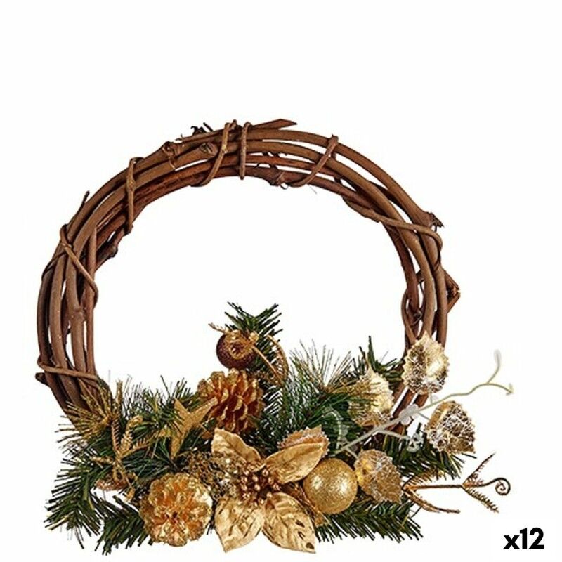 Corona de Navidad Marrón Verde Madera Plástico 33 x 9 x 35 cm (12 ...