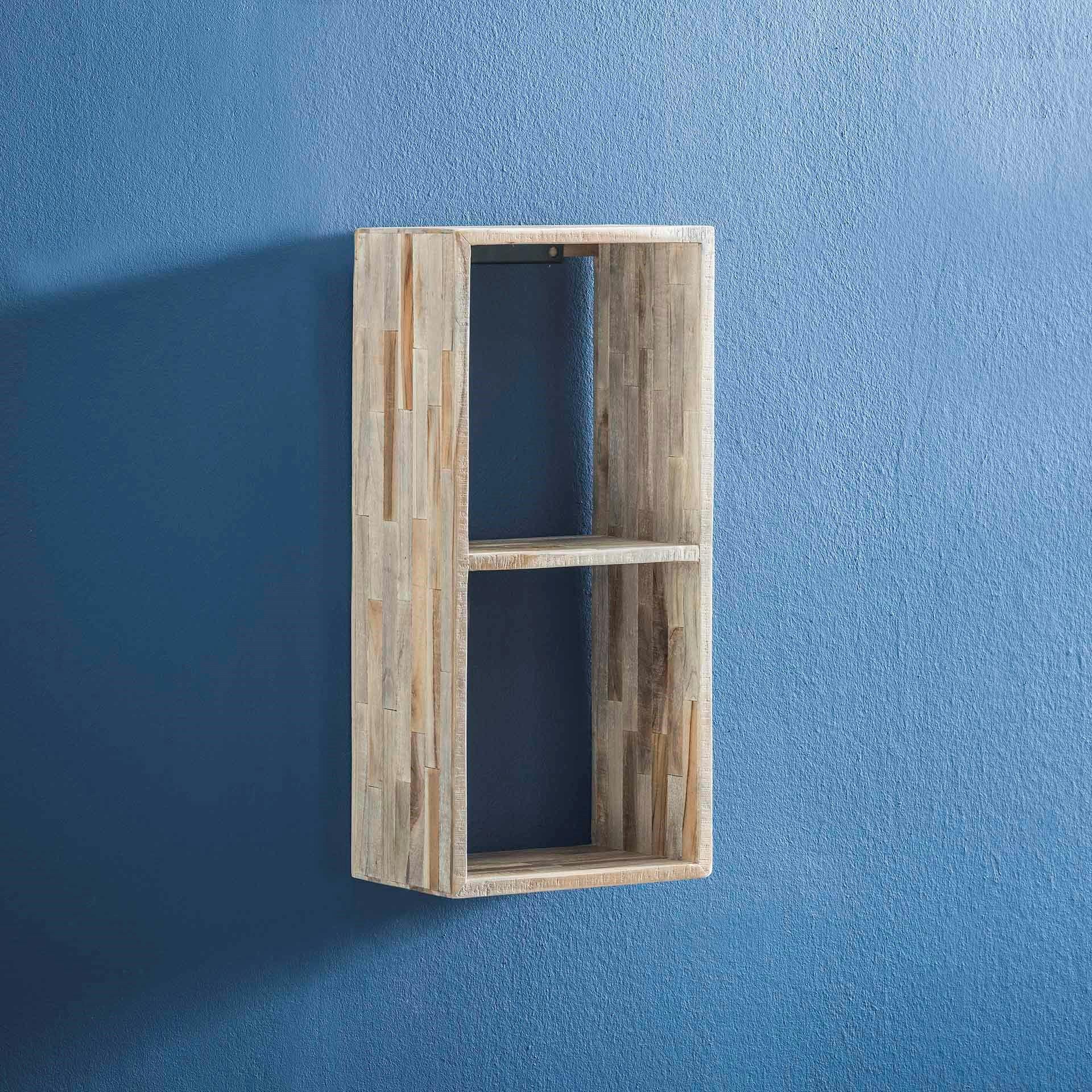 Etagère cube verticale bois de teck recyclé finition vieillie 65 cm ...