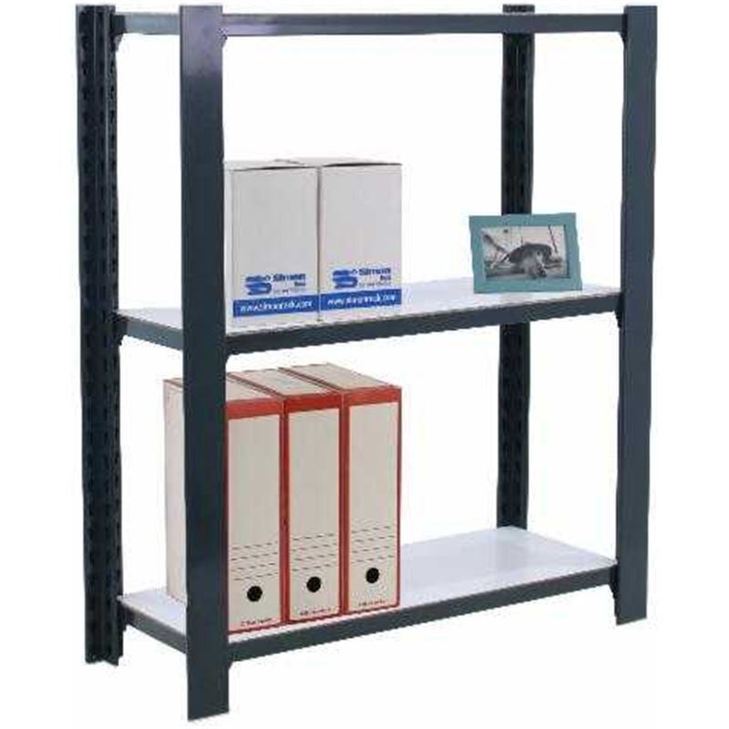 Estanteria OFFICLICK 3/300 WOOD I.M. ANTRACITA/BLANCO - 8425437103728 - Simon Rack | Leroy Merlin