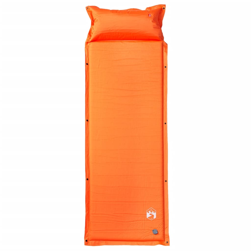 Colchón de camping autoinflable con almohada 1 persona naranja ...