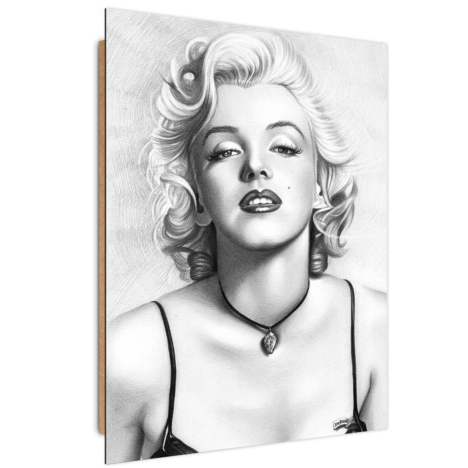 Tableau bois portrait de Marylin Monroe au crayon - 80 x 120 cm | Leroy ...