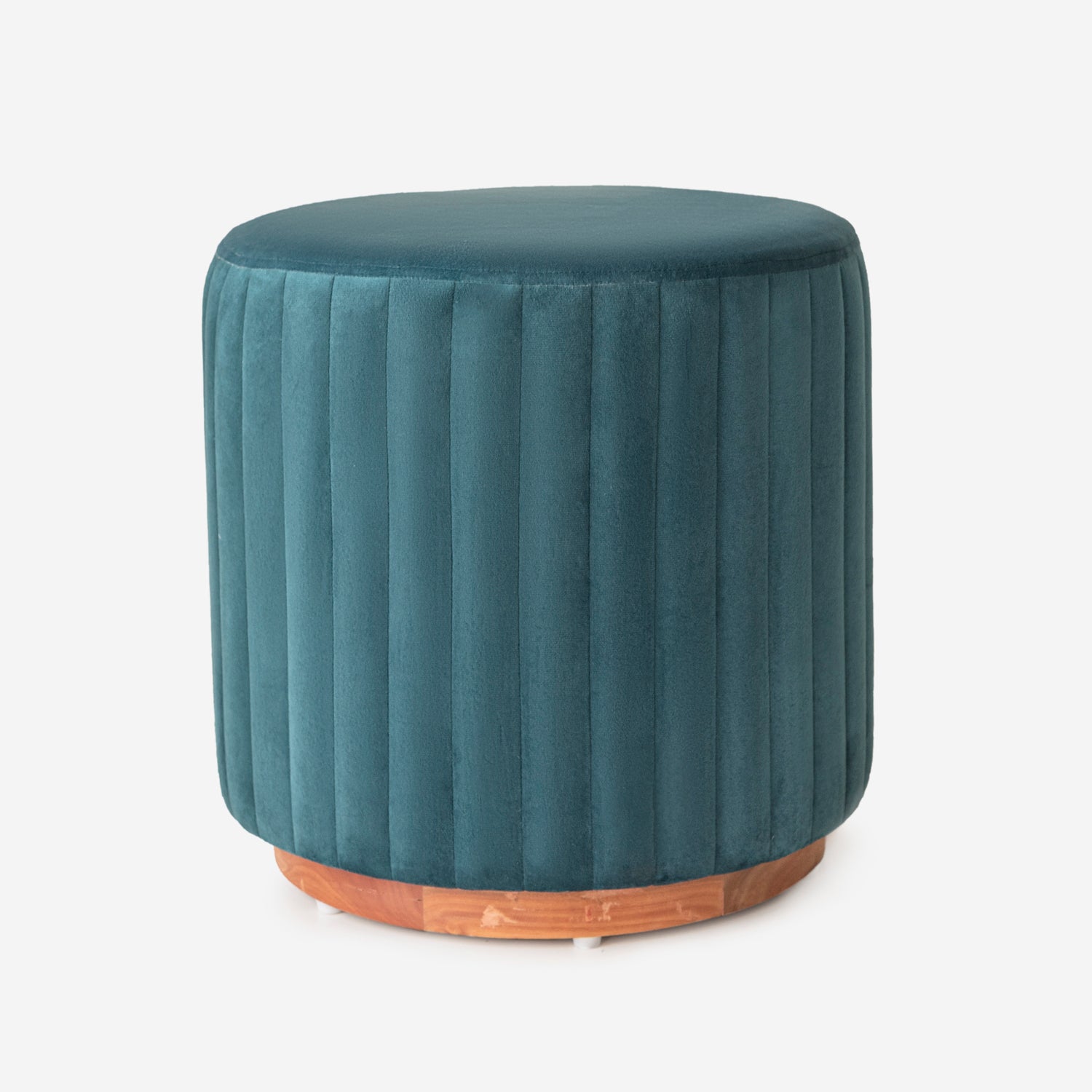 POUF ÉLÉGANT EN VELOURS TURQUOISE Ø40X45CM | Leroy Merlin