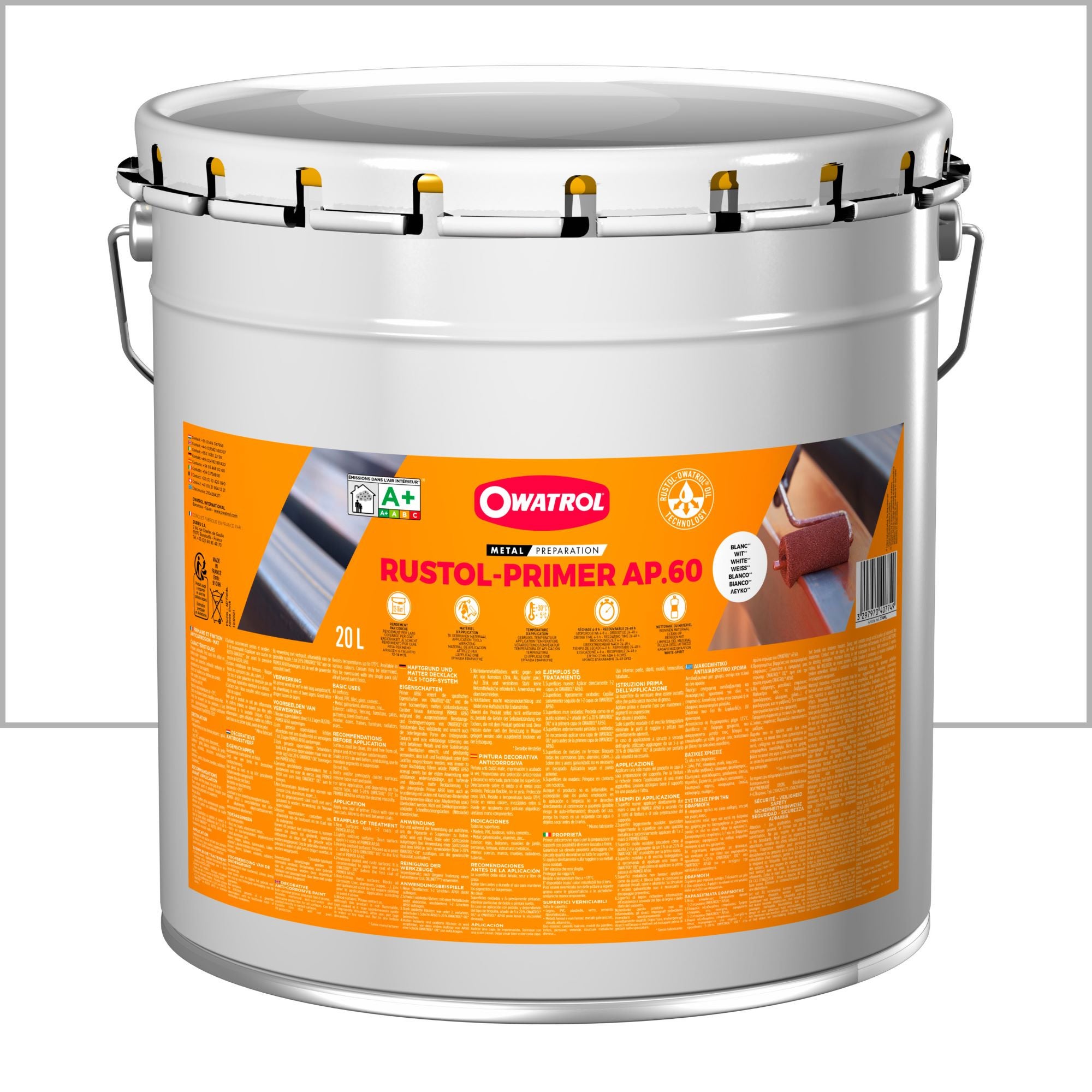Primaire et finition mat antirouille Owatrol RUSTOL® PRIMER AP 60 Blanc ...