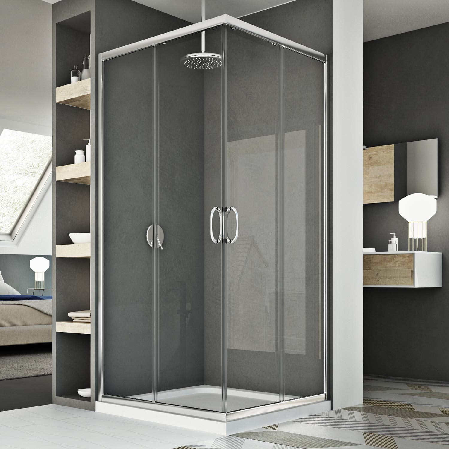 Cabine douche 90x120CM H185 transparent modèle junior | Leroy Merlin
