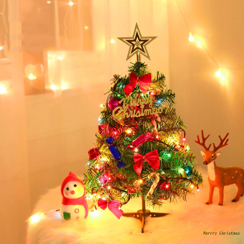 Árbol de Navidad de escritorio de 45cm con luces, pequeño árbol de ...