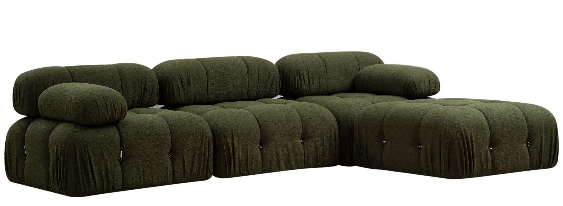 Canapé d'angle modulable velours Bubble-Couleur Vert épinard | Leroy Merlin