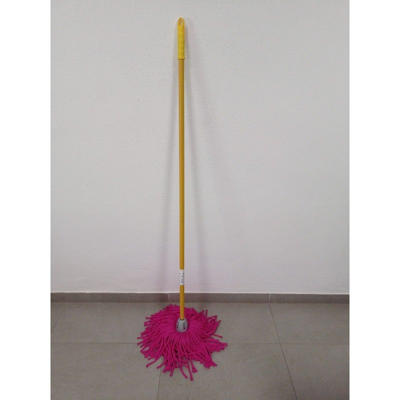 Fregona Microfibra MAX Pro de Hilo Rosa + Palo amarillo 140 cm, Rosca ...