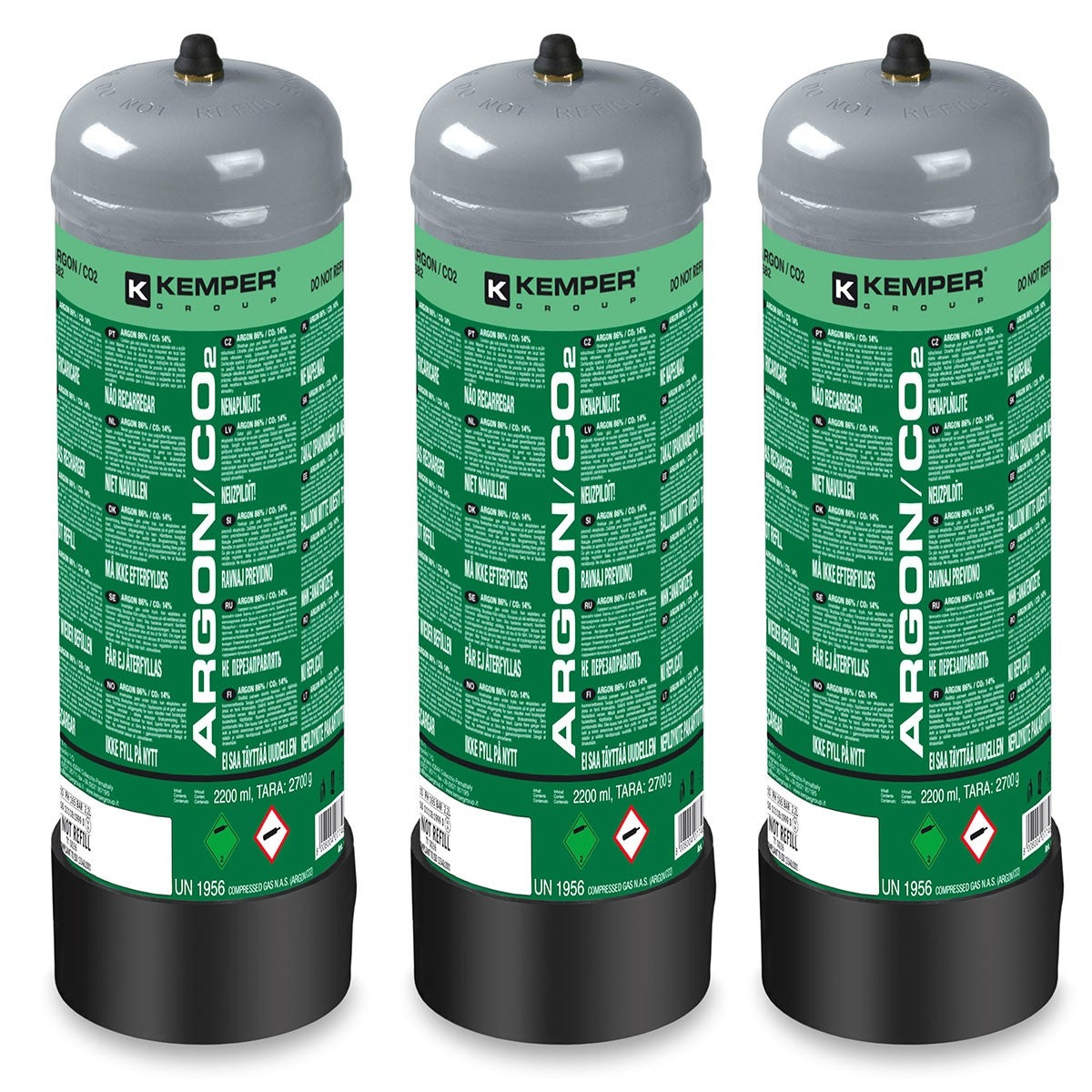 Pack 3 Bouteilles de gaz ARGON + CO2 110 Bar 2.2 Litres KEMPER Soudage ...