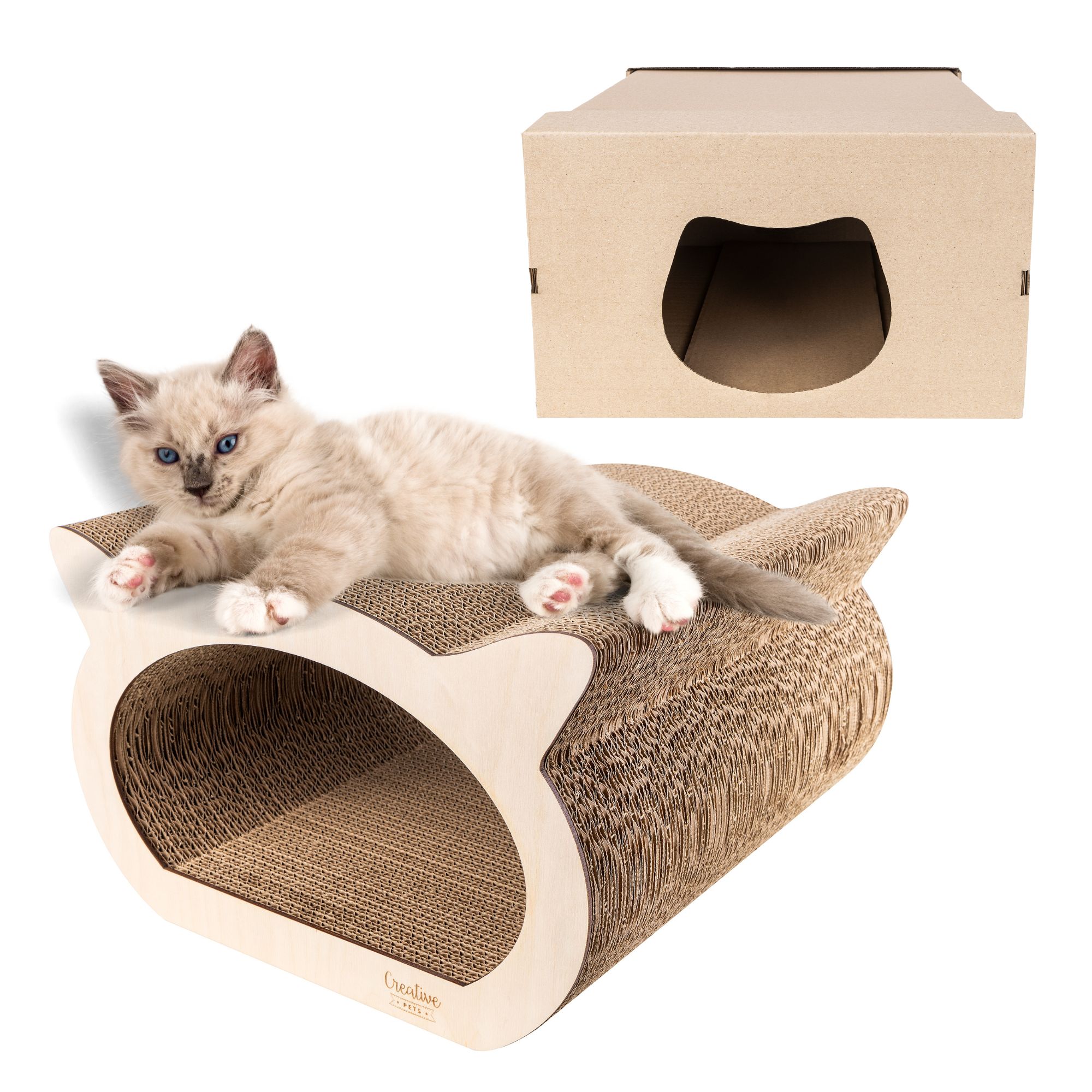 Creative Pets Griffoir pour Chat 37 x 36 x 23 cm + Maison en Carton ...