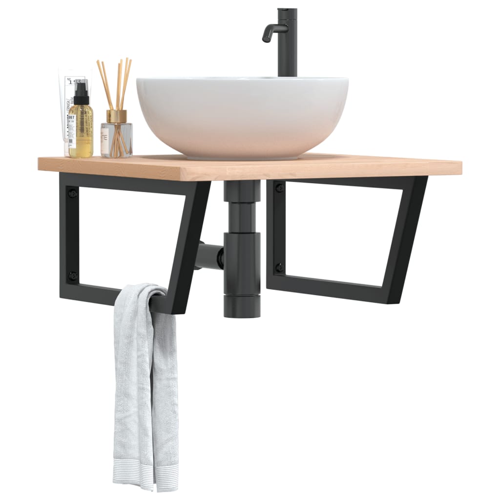 VidaXL Soportes estante de lavabo 2 unidades trapecio acero negro ...