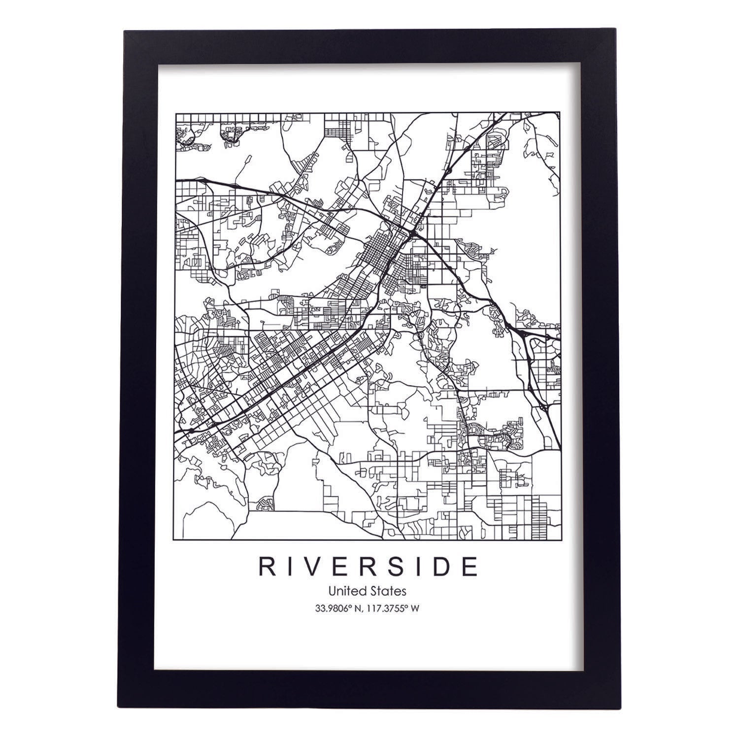 Poster Con Mapa De Riverside. Lámina De Estados Unidos, Con Imágenes De ...