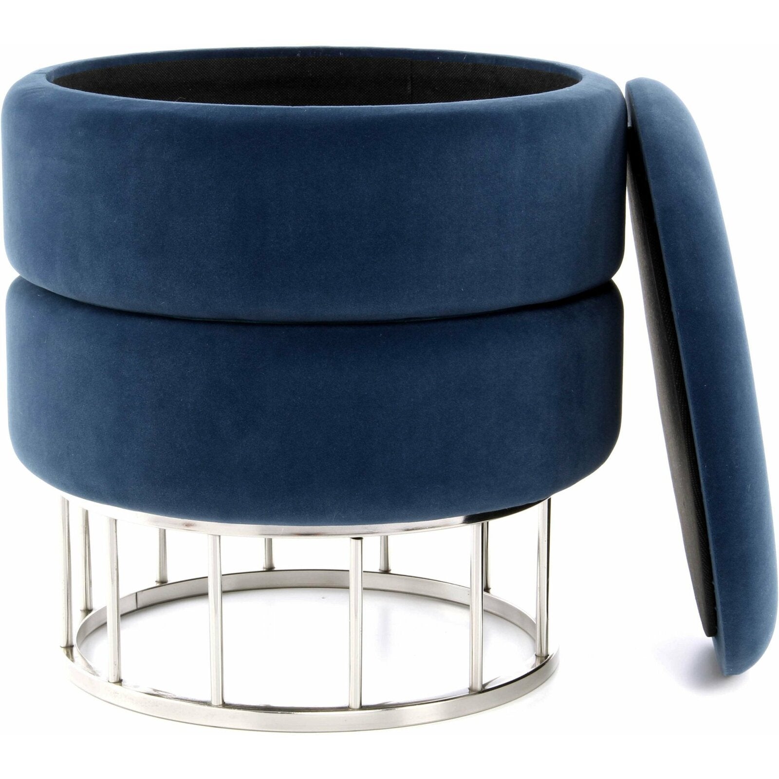 Pouf rangement zero 525 37,5 x 37,5 x 41 cm Bleu foncé, argent | Leroy ...