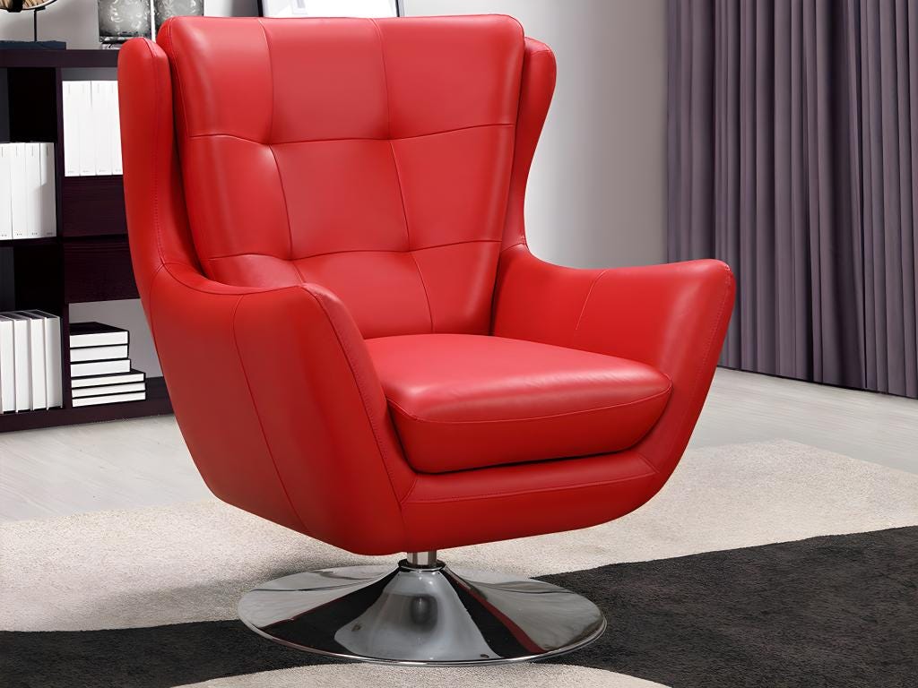 Fauteuil Pivotant En Cuir Anaba Rouge Leroy Merlin