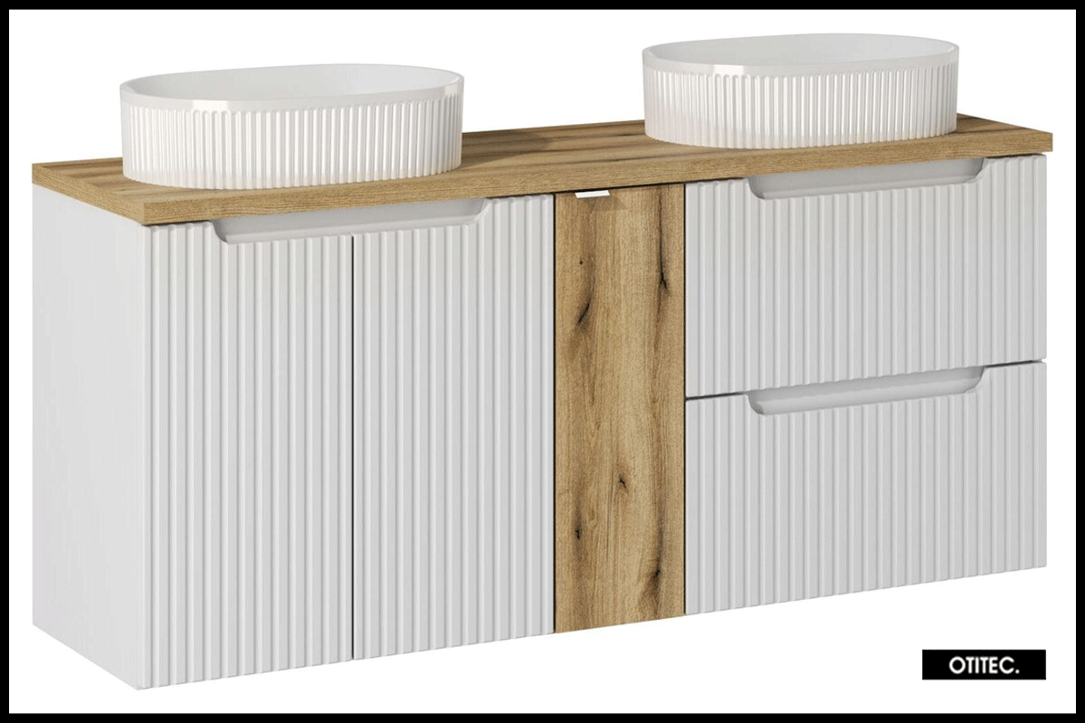 Mueble bajo lavabo de 140 cm - Con 2 lavabos de apoyo - Con Plan ...