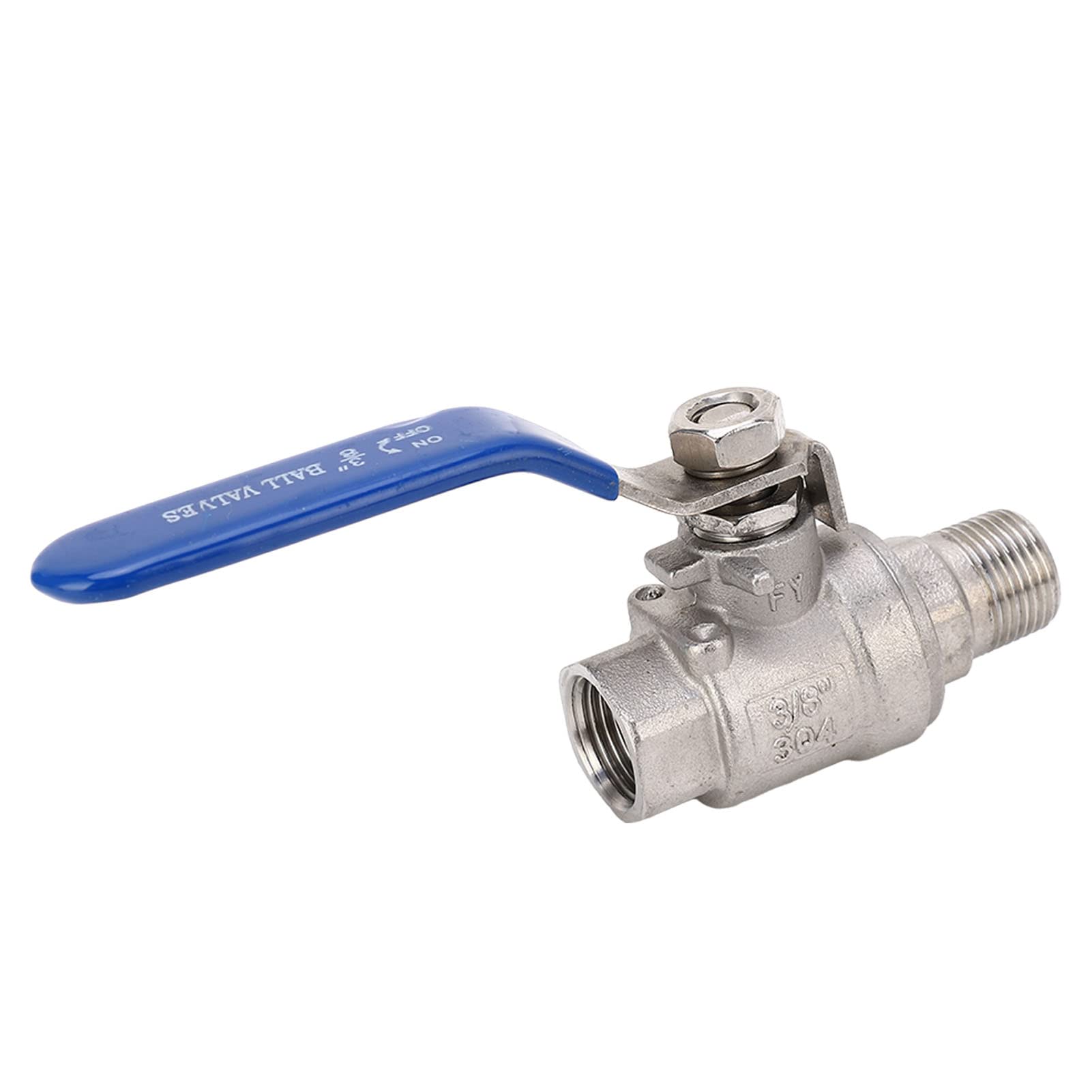 Robinet passage intégral 3/8" BSPT acier inox 16 kg filetage M/F ...