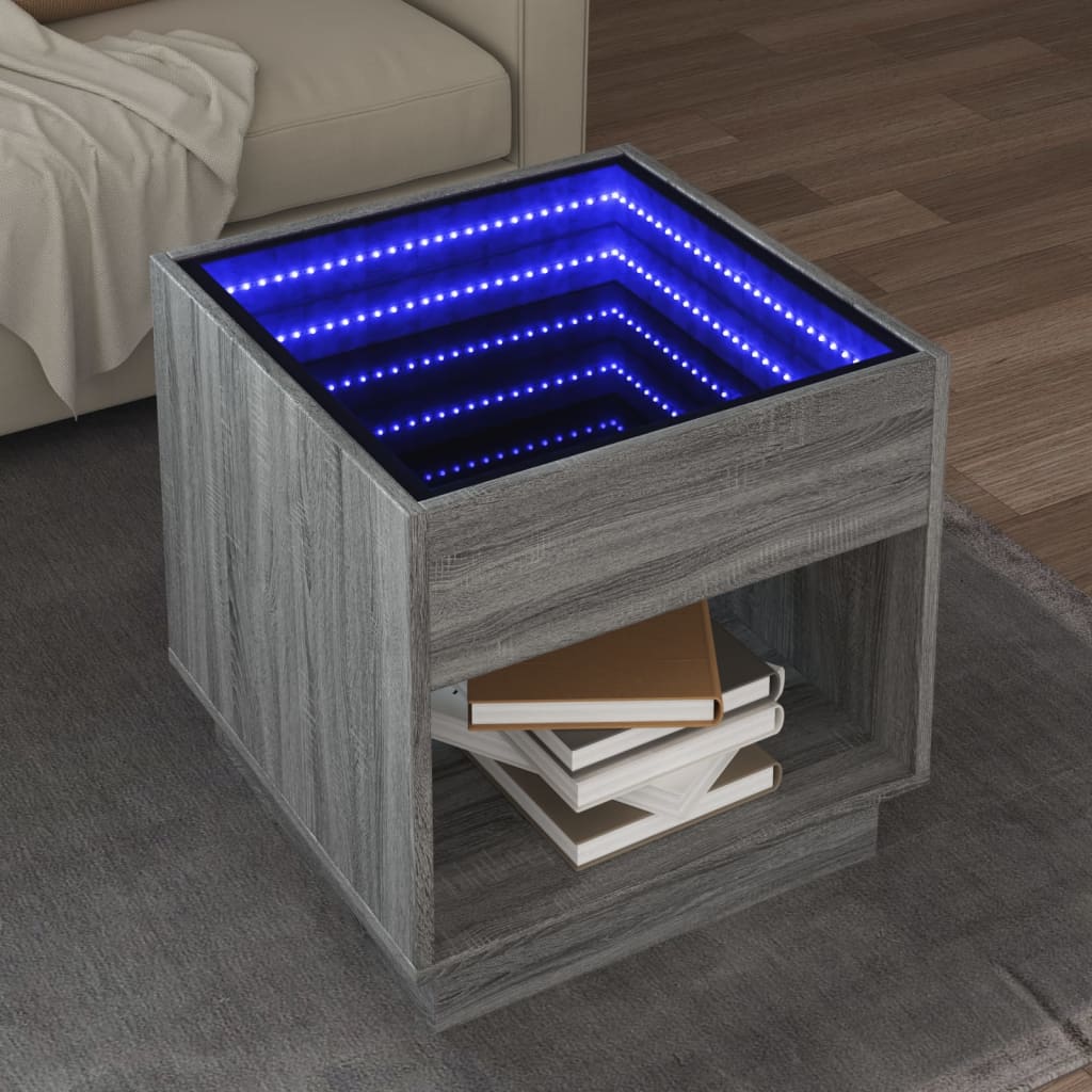 Table basse avec LED infini sonoma gris 50x50x50 cm | Leroy Merlin