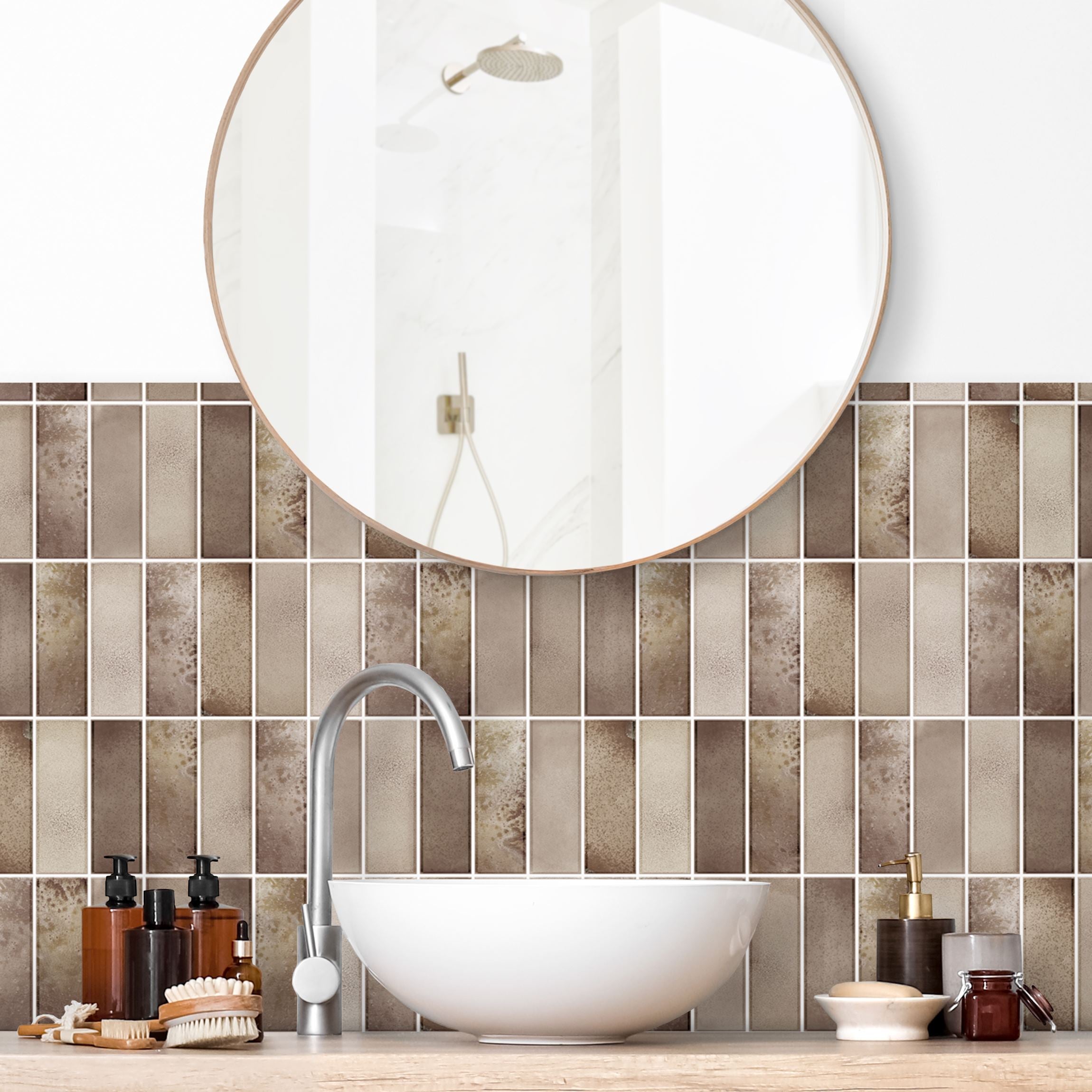 Revestimiento de pared para baño - Metro Tiles Ceramic Look Beige 300 x ...