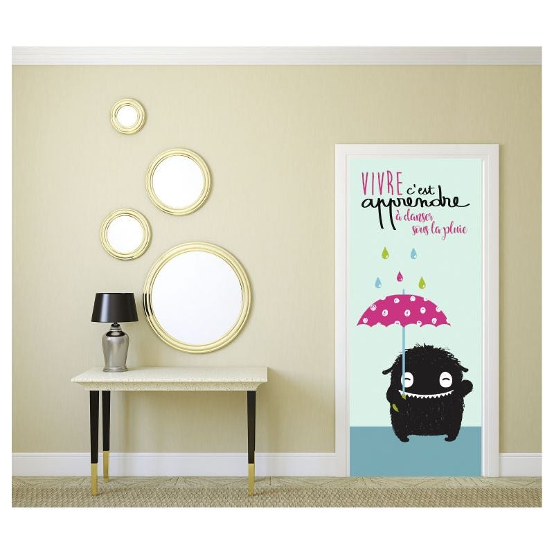 Poster de porte OPTIMISME citation joyeuse 85 x 205 cm - Sticker ...