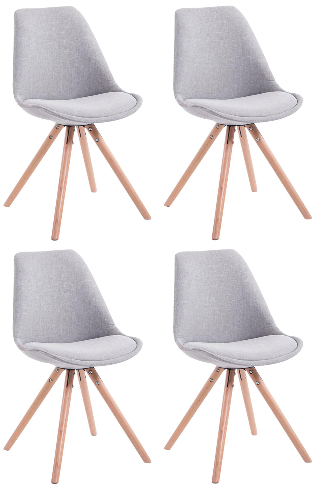 4 chaises de salle à manger style scandinave en tissu gris clair pieds ...