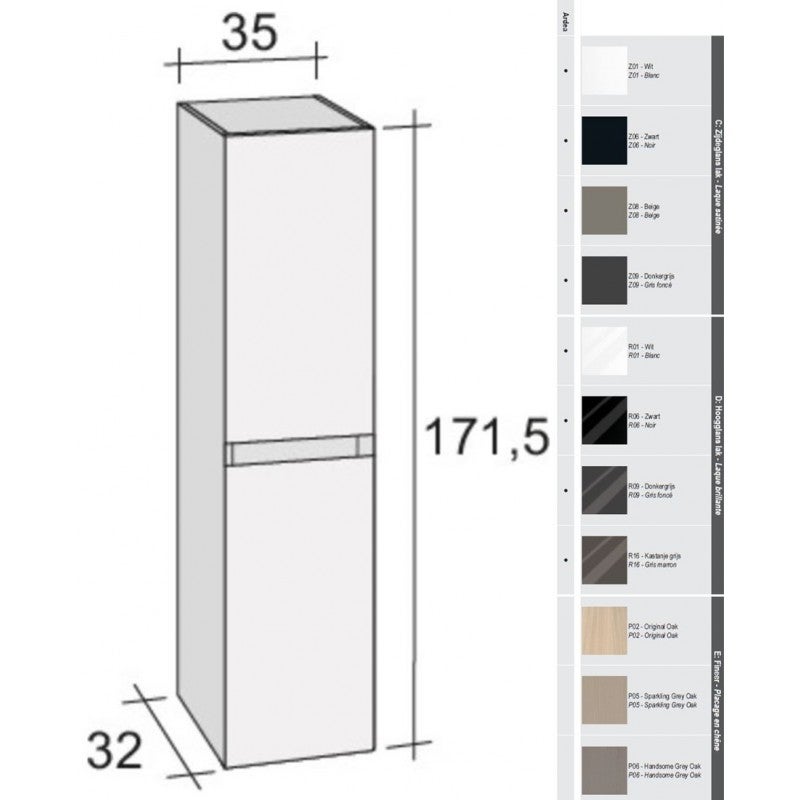 Grande armoire de douche RIHO ARDEA en bois 32x35 x H 171,5 cm | Leroy ...