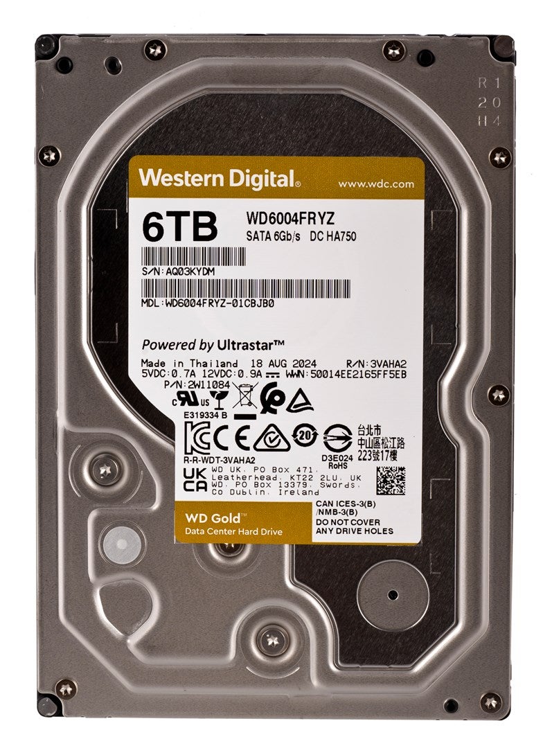 Disco duro interno Western Digital Gold WD6004FRYZ de 6 TB, 7200 RPM ...