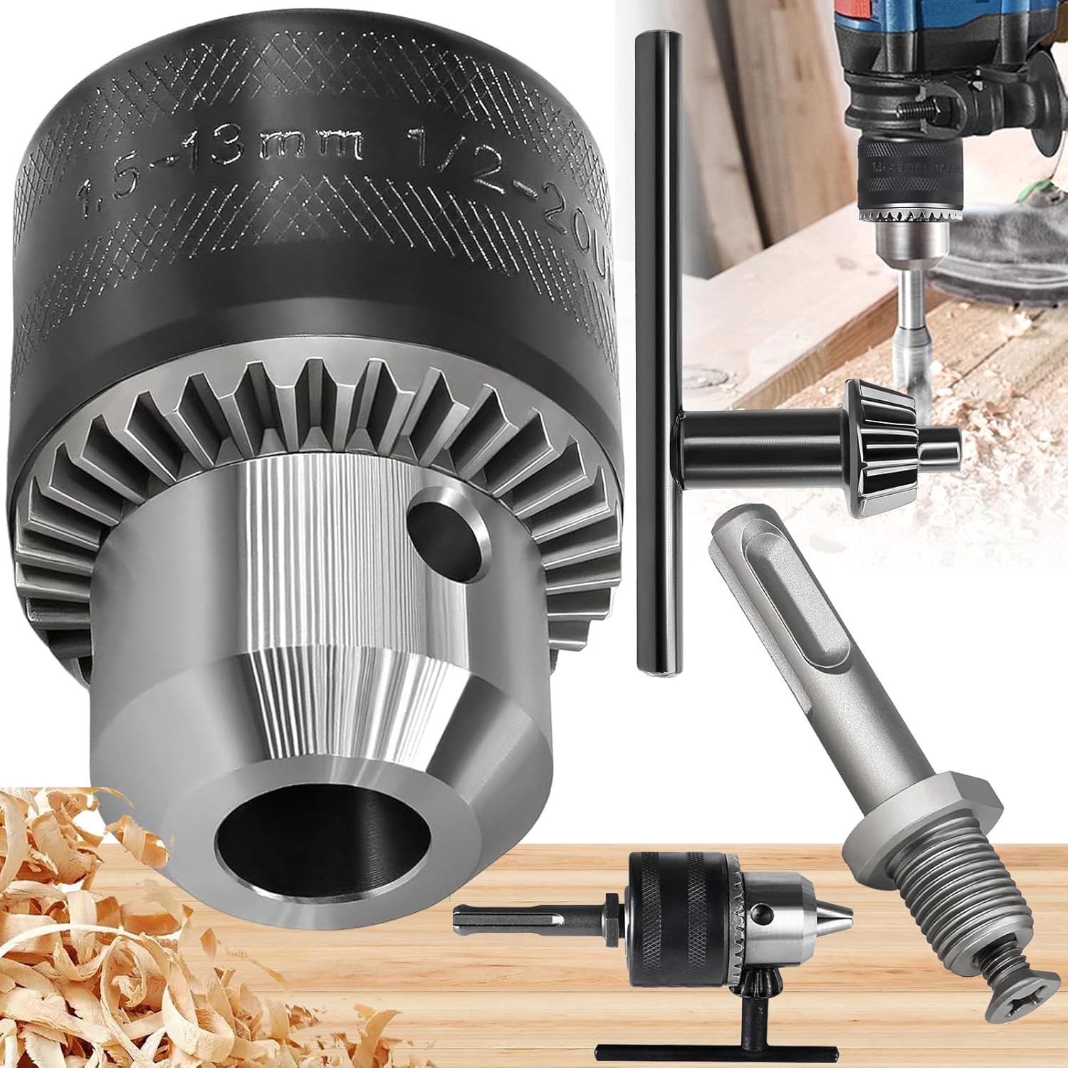 Mandrin Perceuse Auto-Serrant 2-13mm - Adaptateur Mandrin 1/2-20UNF ...