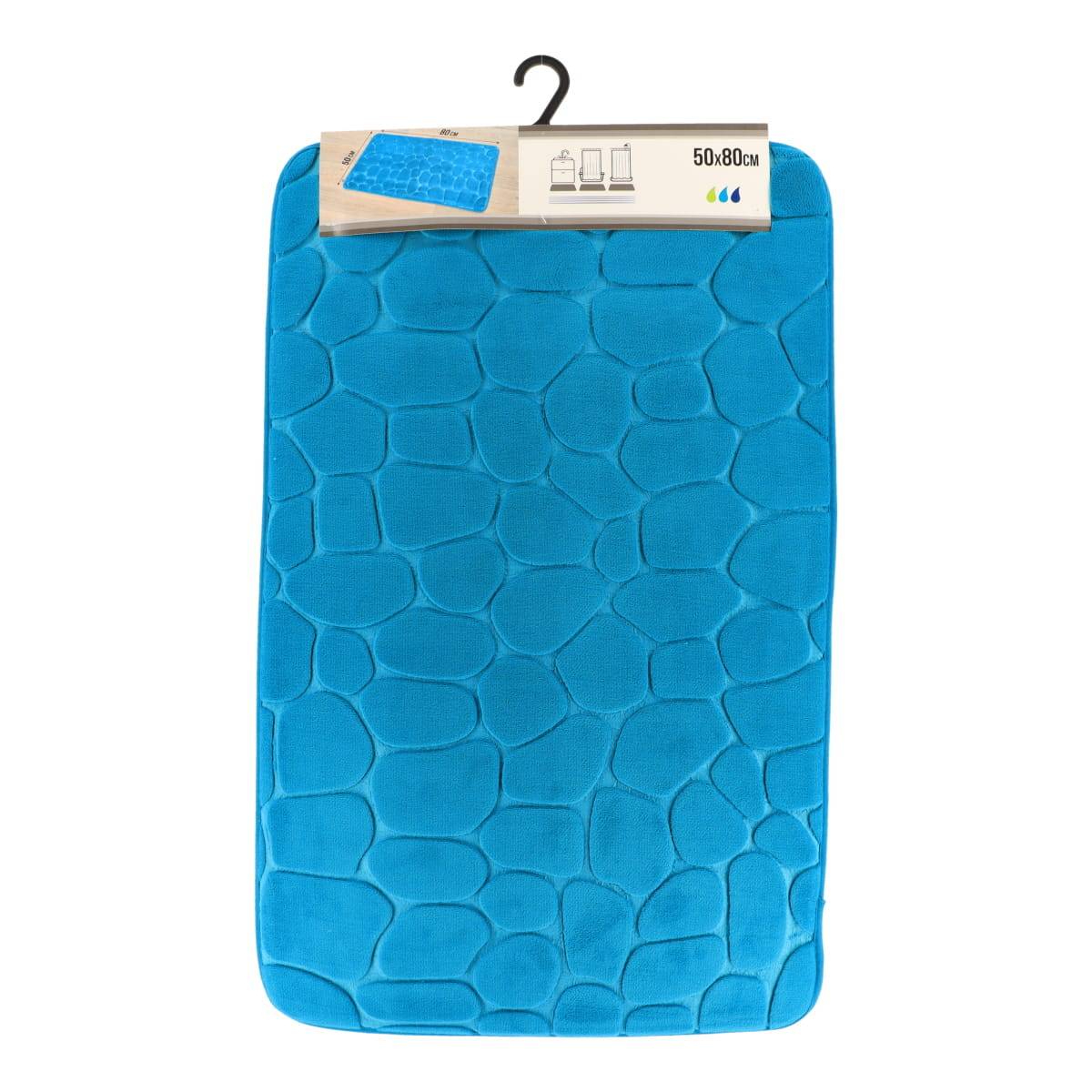 Tapis memoire de forme microfibre galet 50x80cm - bleu canard ...