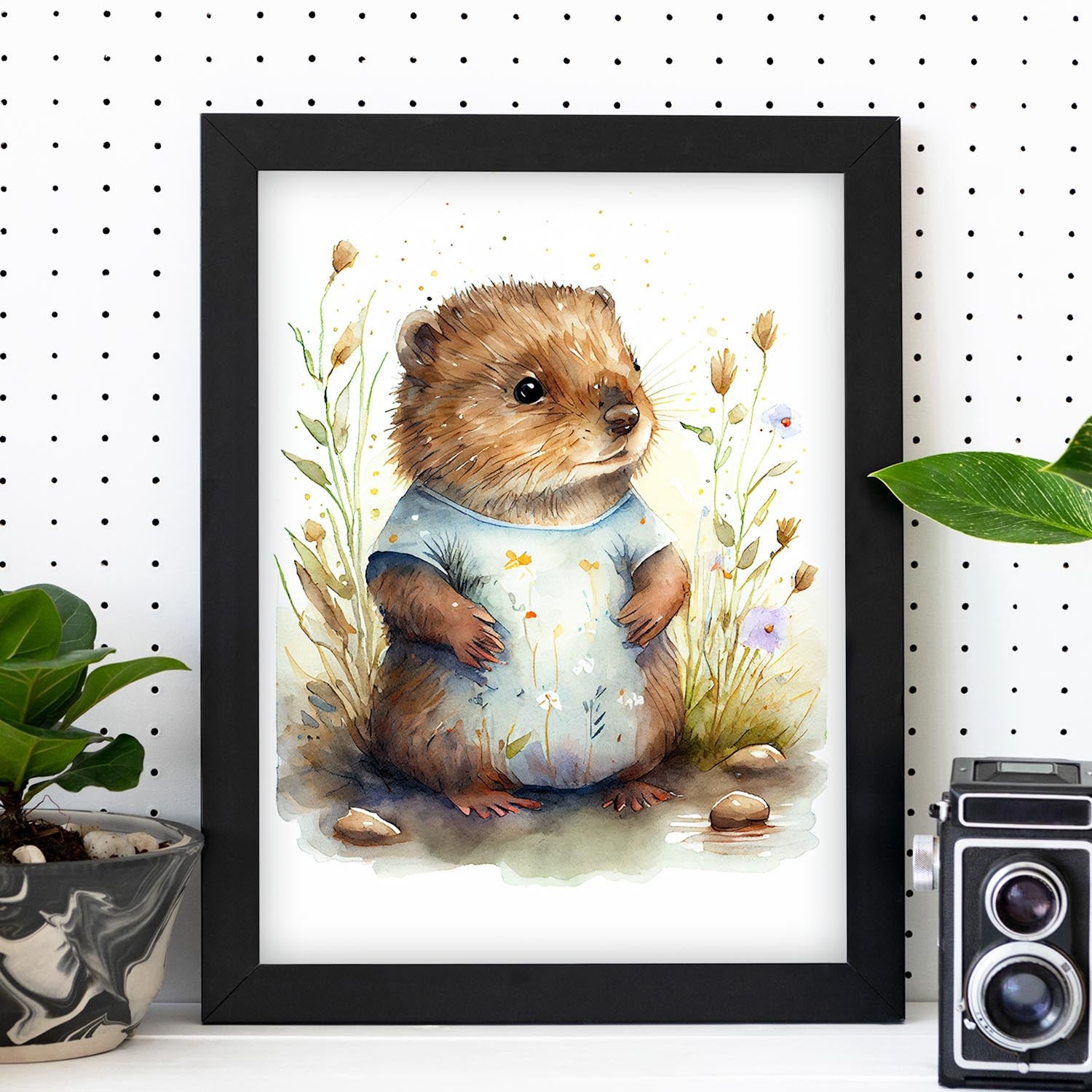 Castor Affiche Dans Un Style Aquarelle Illustrations De Bébés Animaux ...