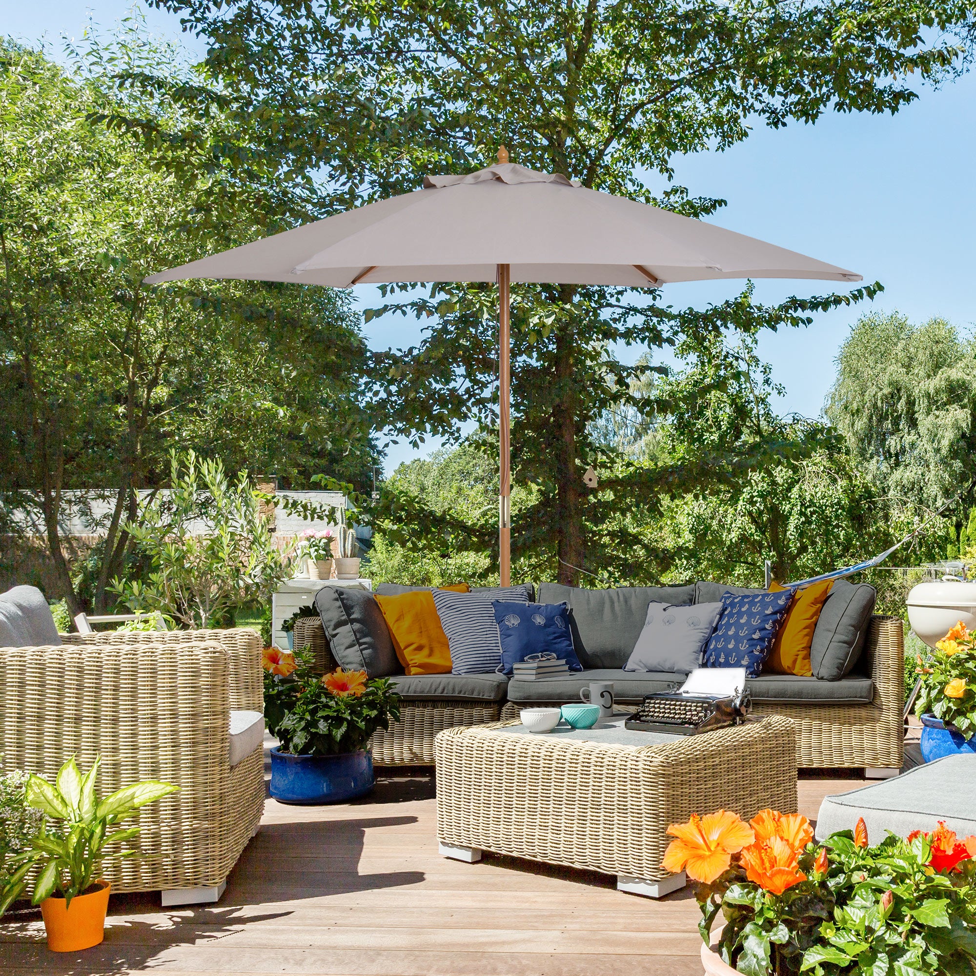 Parasol 250 x 230 cm, parasol de plage, abri de jardin, parasol d ...