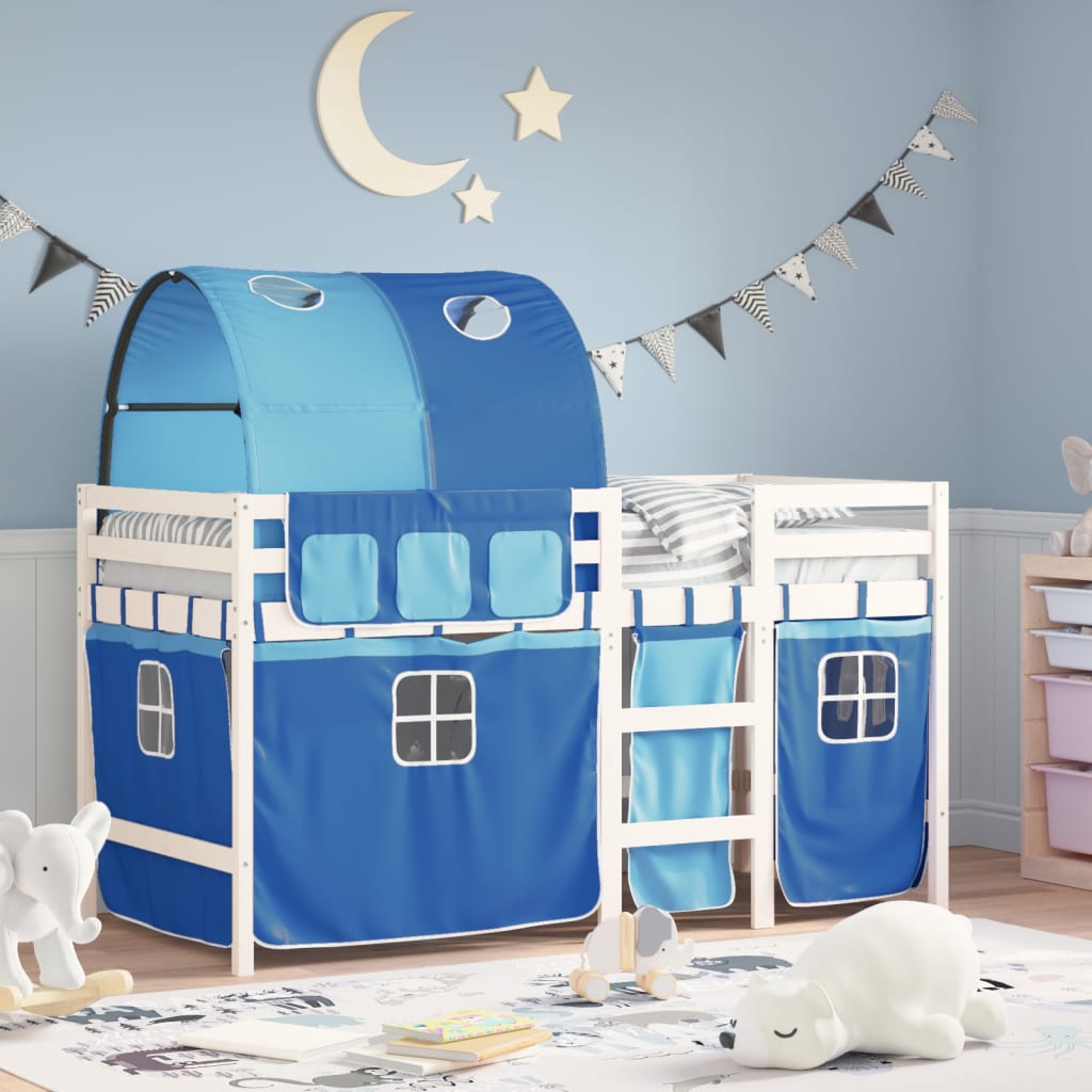 Lit mezzanine enfants avec tunnel sans matelas bleu 90x200 cm vidaXL ... Lit mezzanine enfants avec tunnel sans matelas bleu 90x200 cm vidaXL ...
