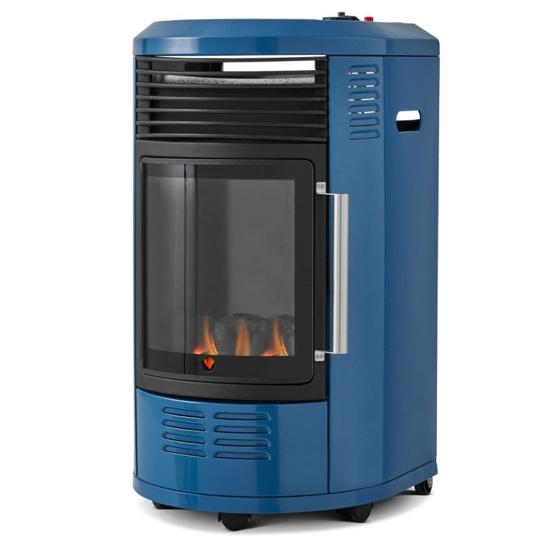 Chauffage d'appoint à gaz Volga Bleu émaillé - FAVEX - Effet feu de ...