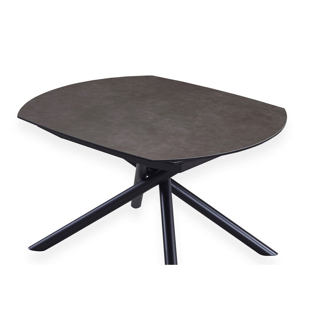 Table de repas extensible MIKADO plateau céramique gris collé sur verre trempé, piétement en ...