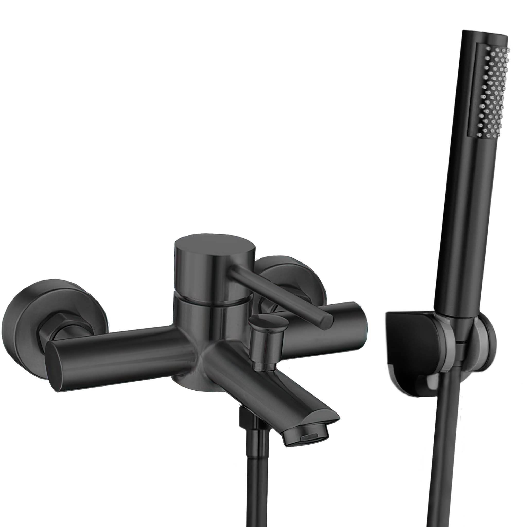 VALAZ Grifo de bañera / ducha monomando negro mate serie Palancia ...